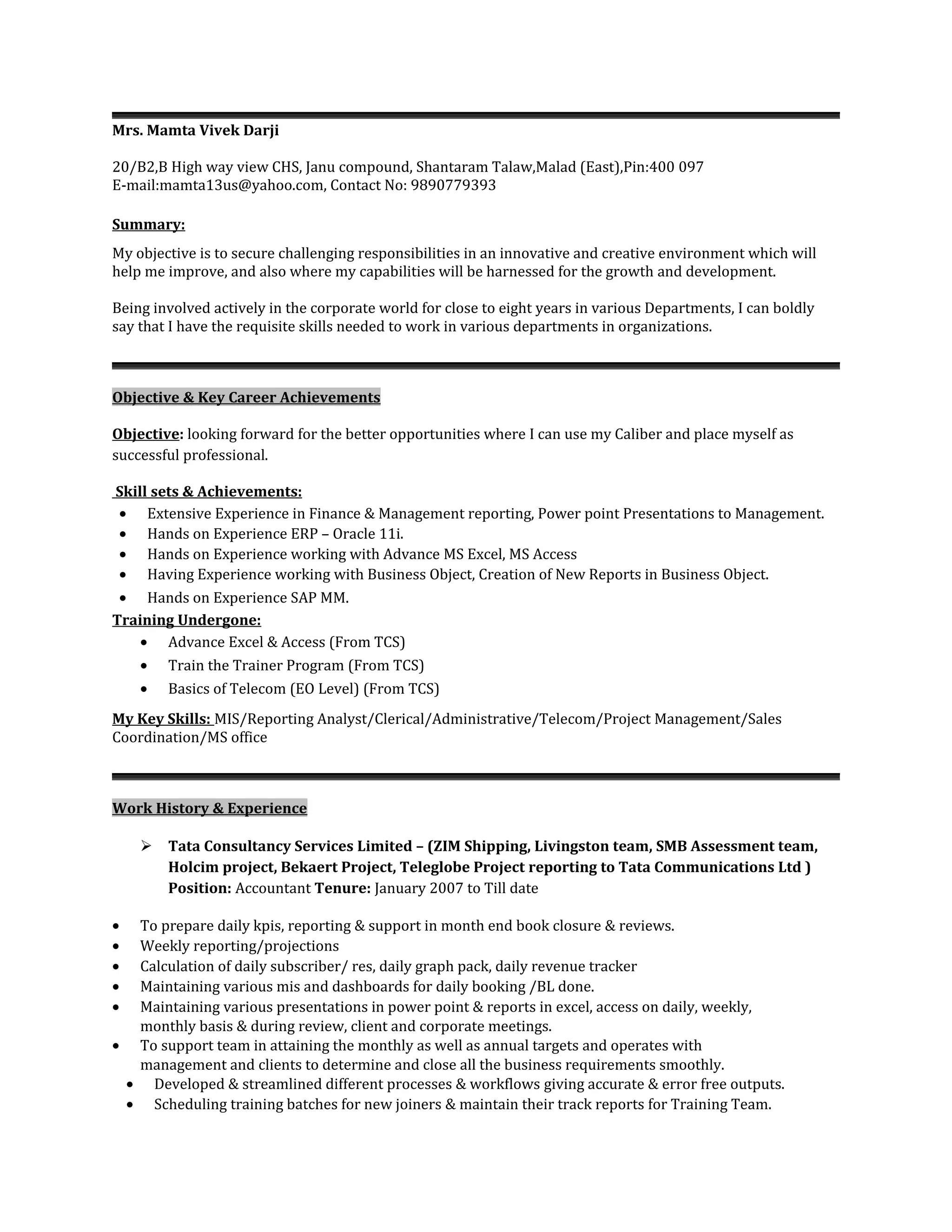 Mamta Darji CV | DOC