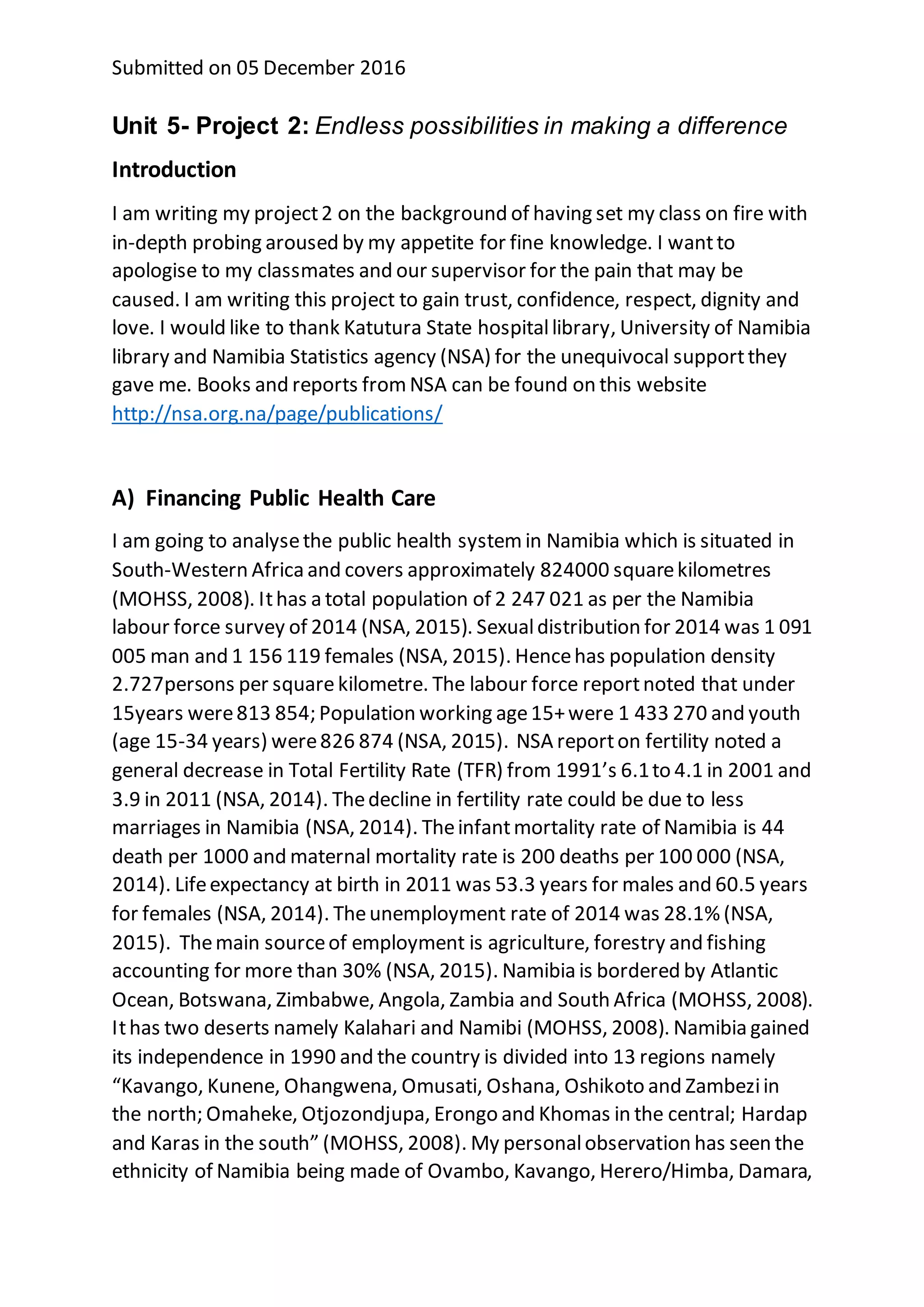 Unit 5 Project 2 Endless possibilities in making a difference | PDF