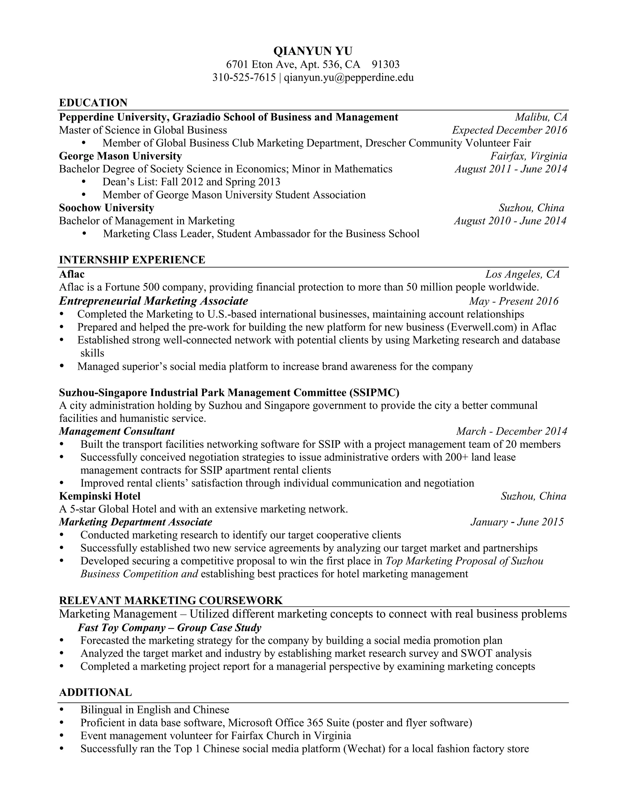 resume qianyun yu | PDF