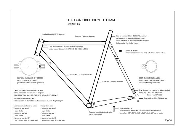 Carbon Fibre Bicycle Frame Drawing.