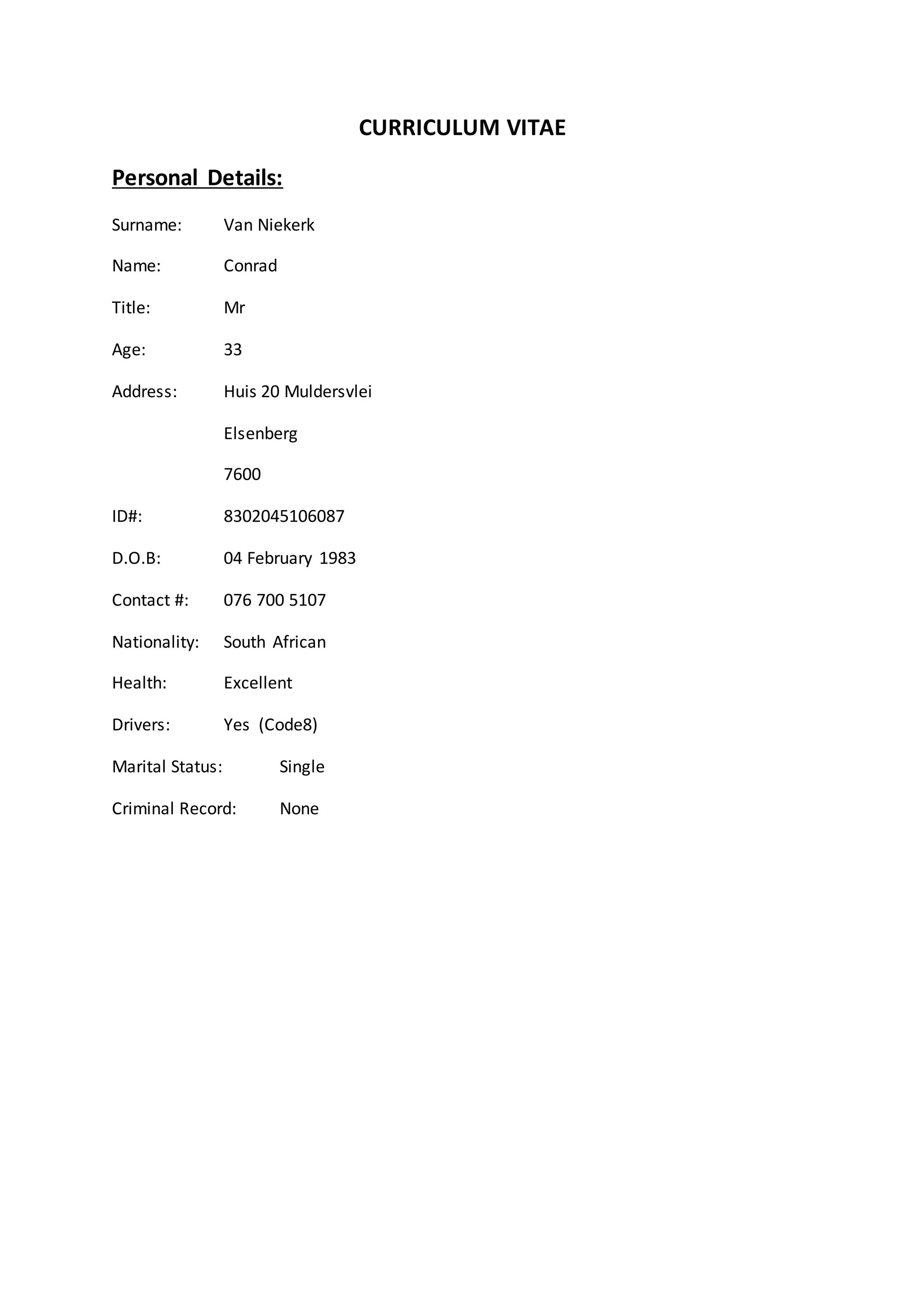 Conrad CV | DOCX