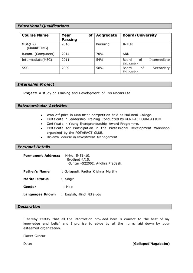 Nagababu resume | PDF