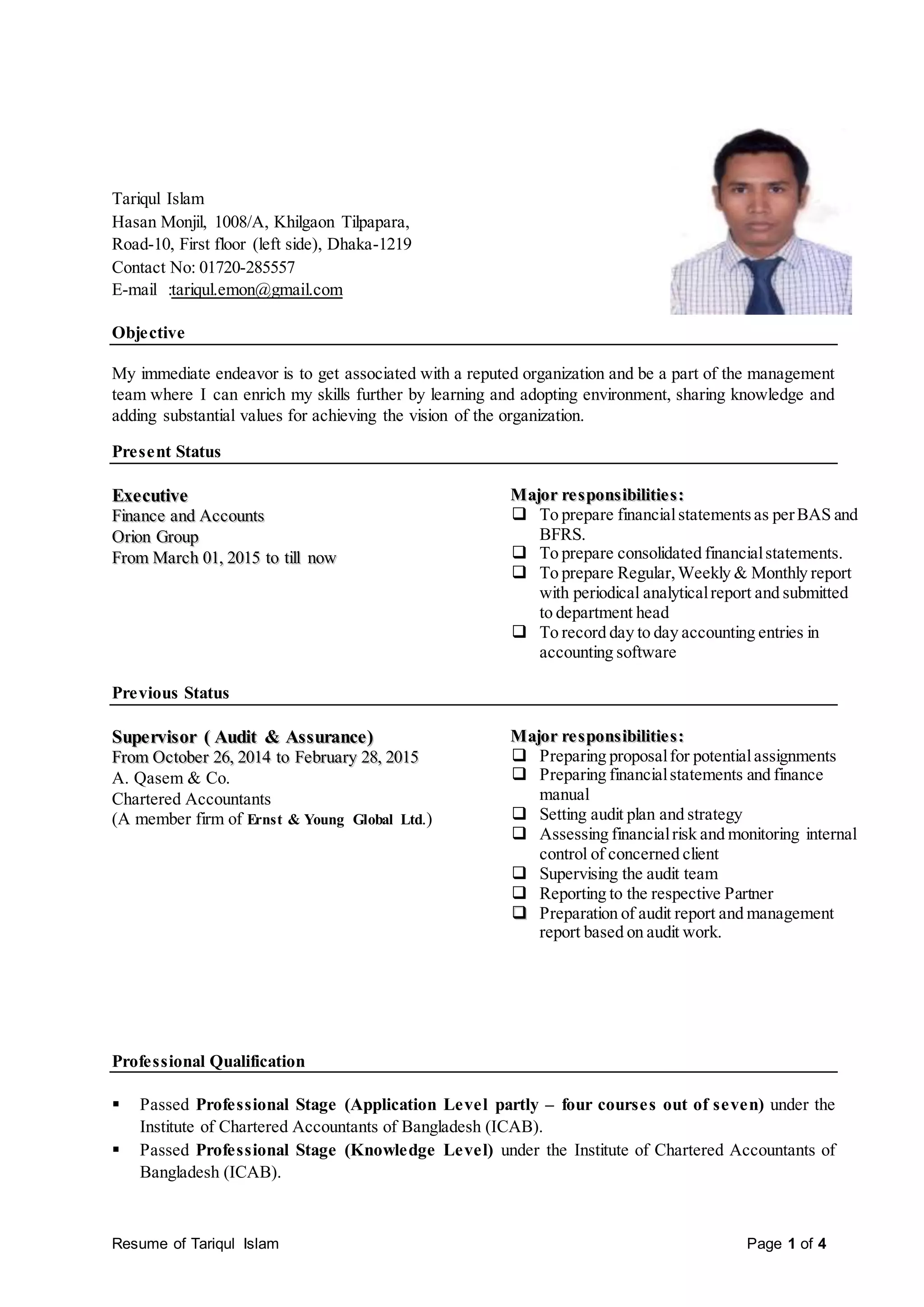 Resume of Tariqul Islam | DOCX