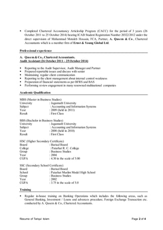 Resume of Tariqul Islam | DOCX