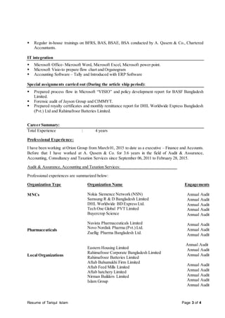 Resume of Tariqul Islam | DOCX