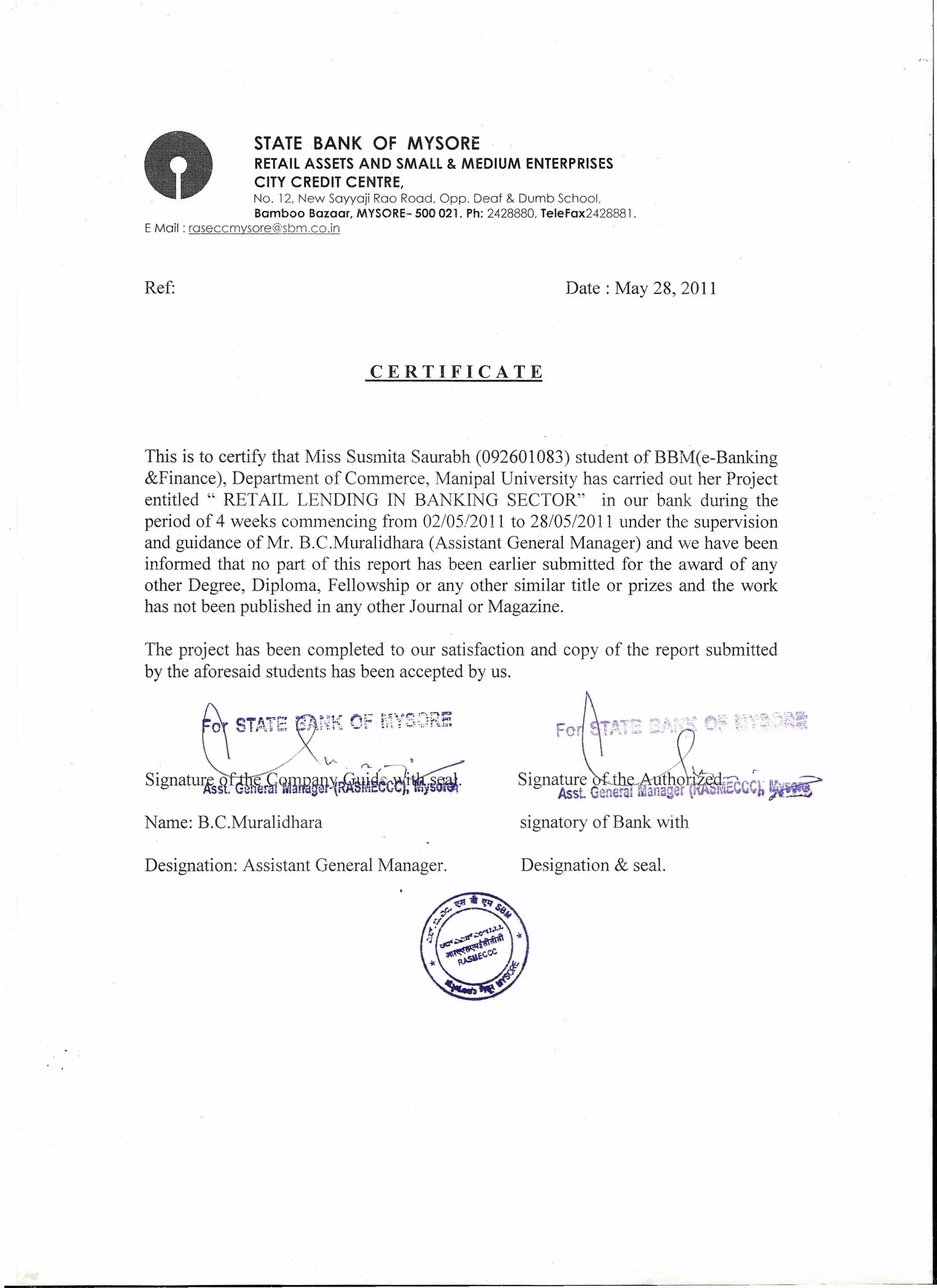 Project Certificate | PDF