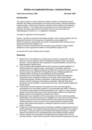 LongitudinalAttrtionLitReviewNov09 | PDF