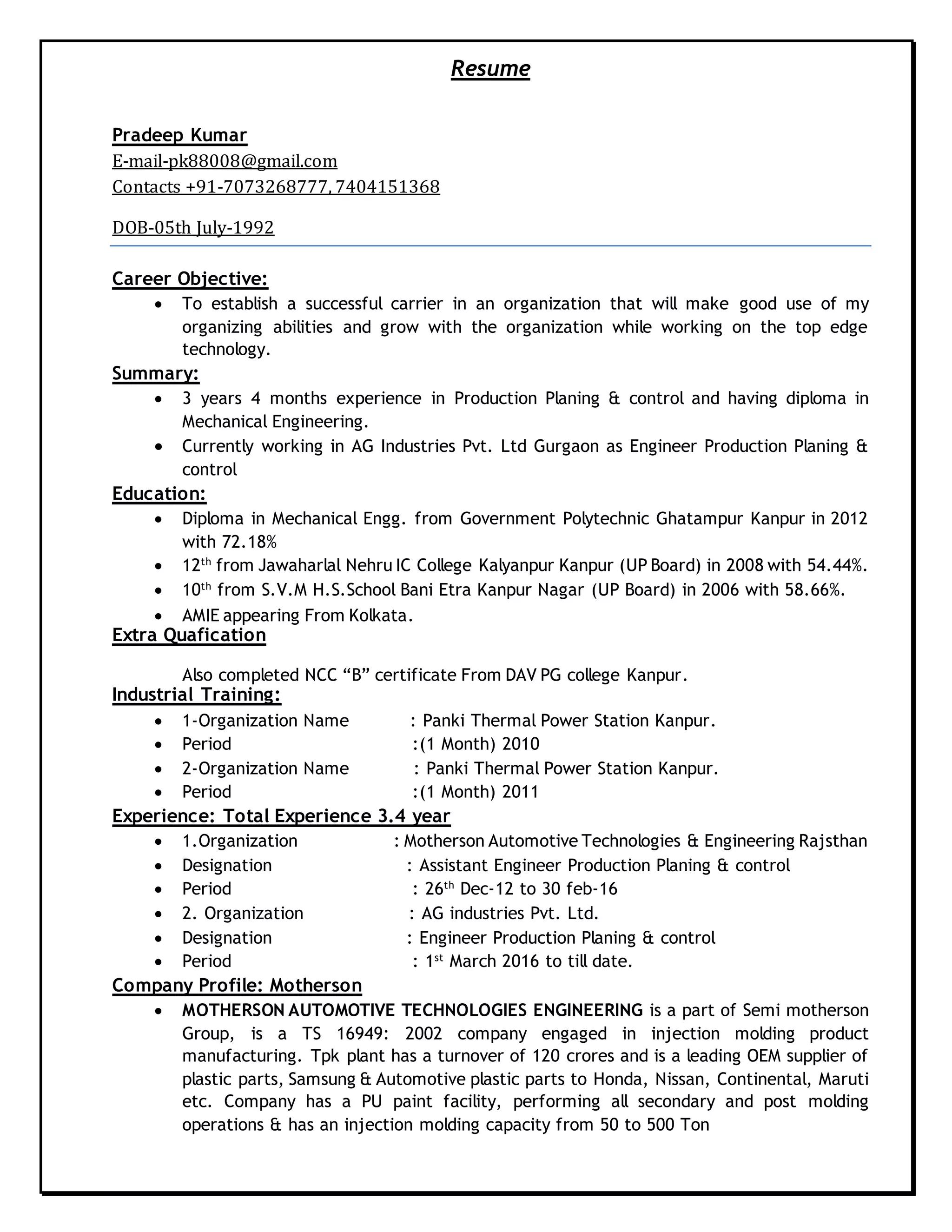 Pradeep Resume | DOCX