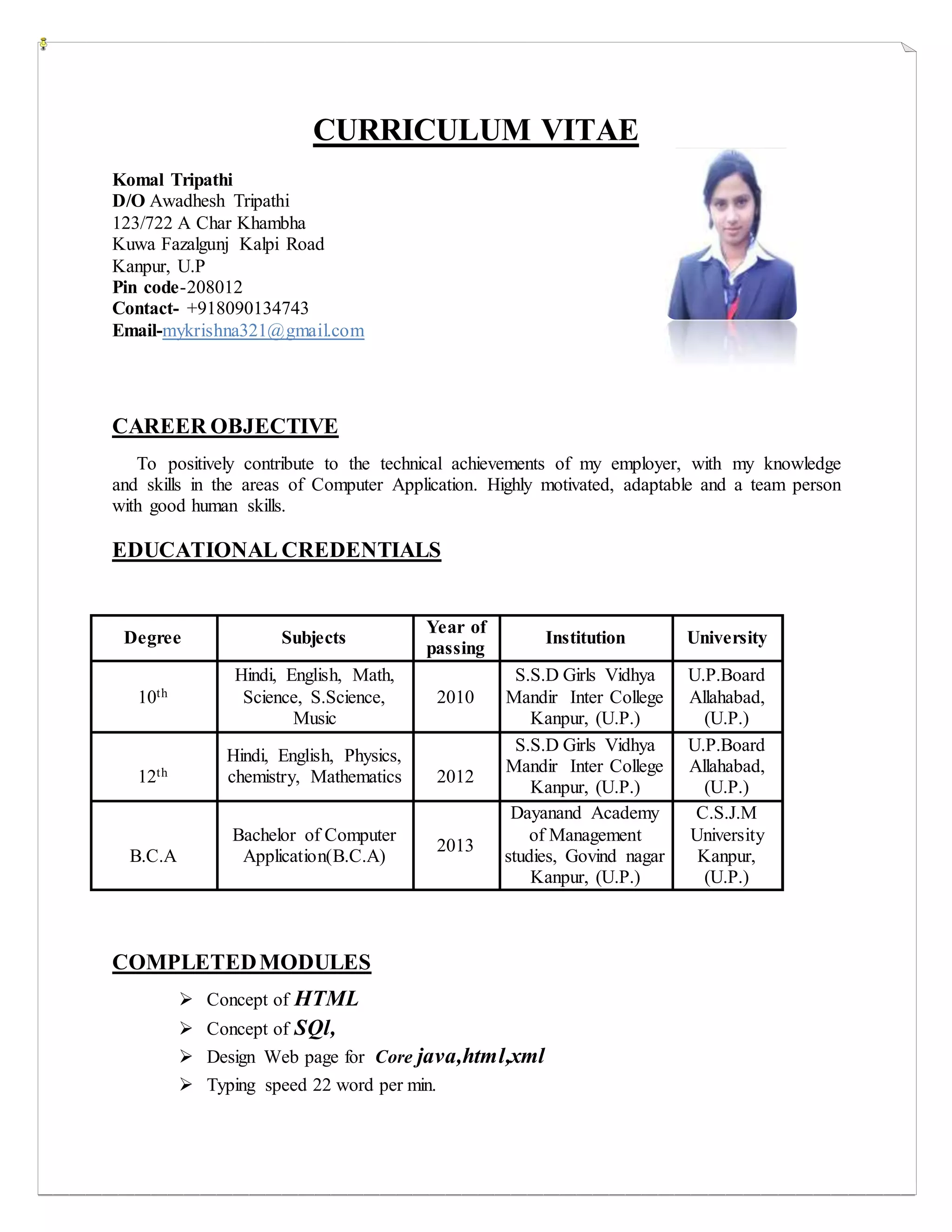 Komal CV | DOCX