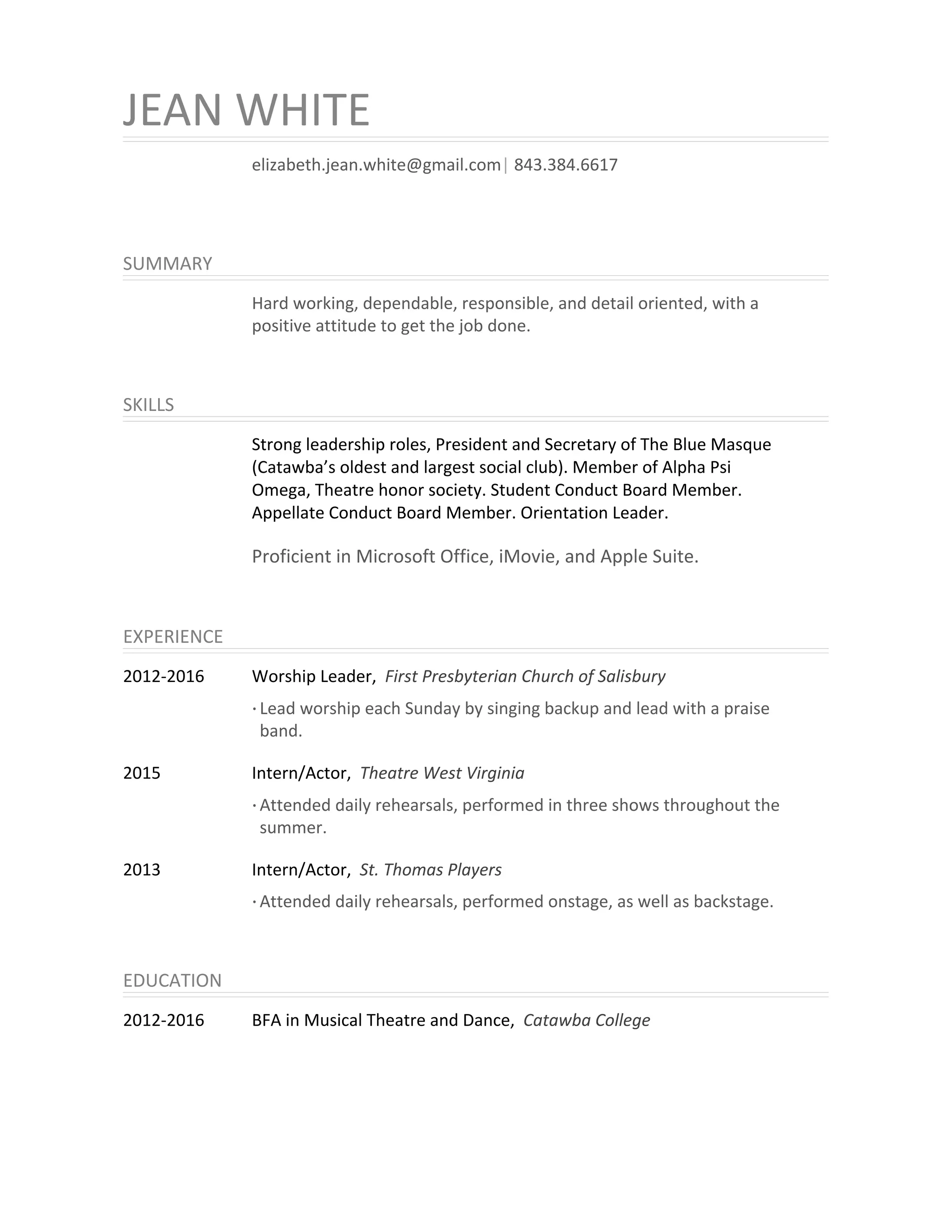 Jean White Resume | PDF
