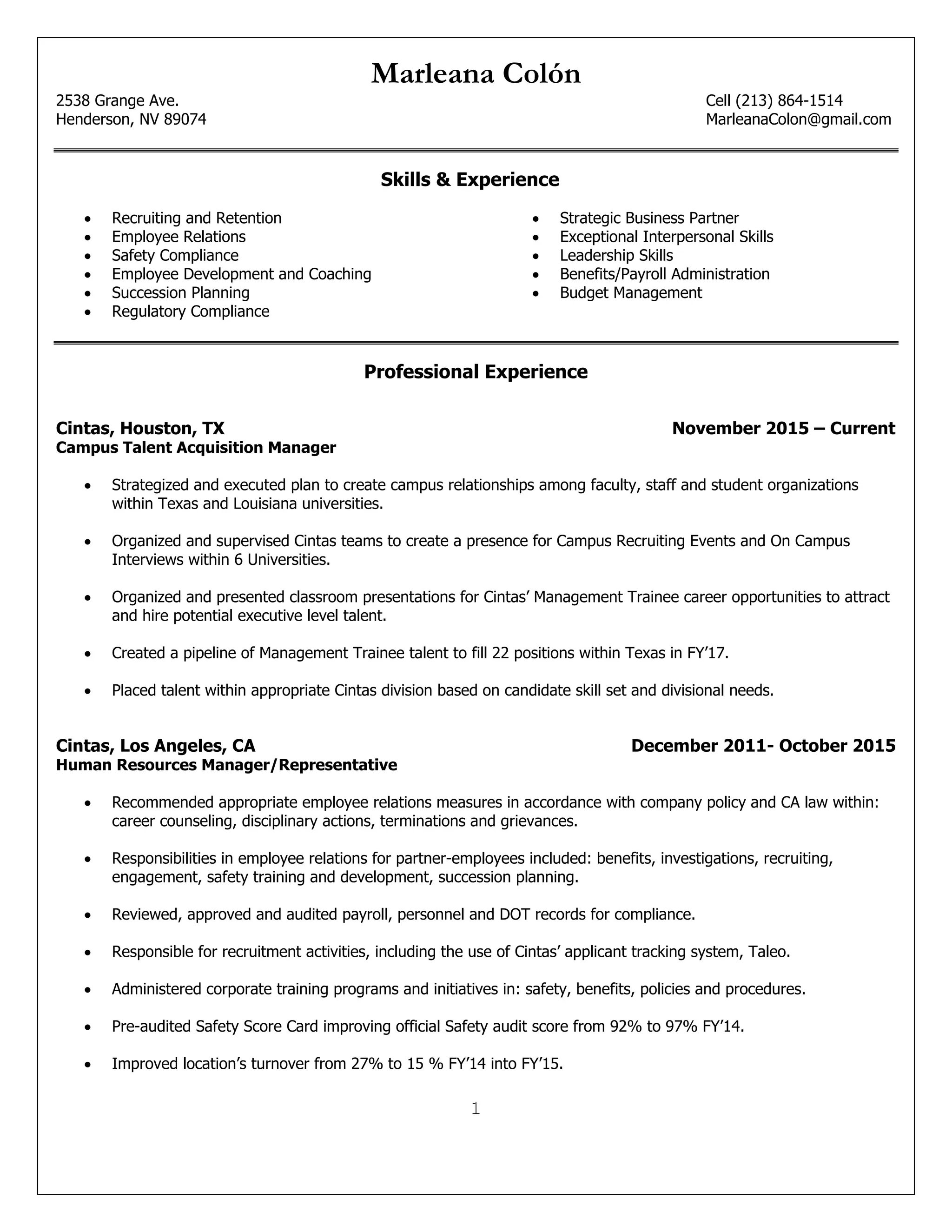 Marleana Colon 2016 Resume 01 | PDF