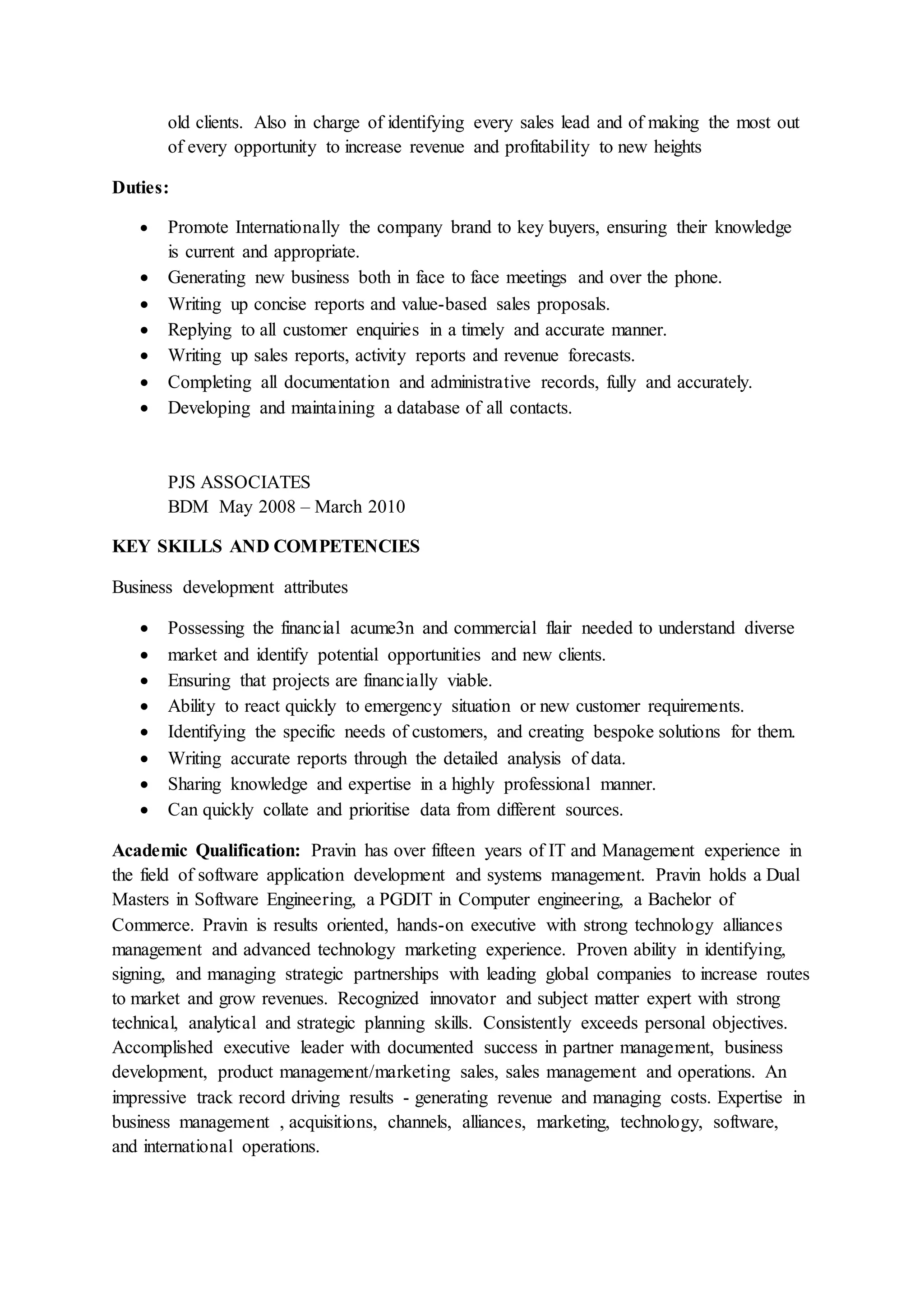 BDM RESUME PRAVIN | DOCX