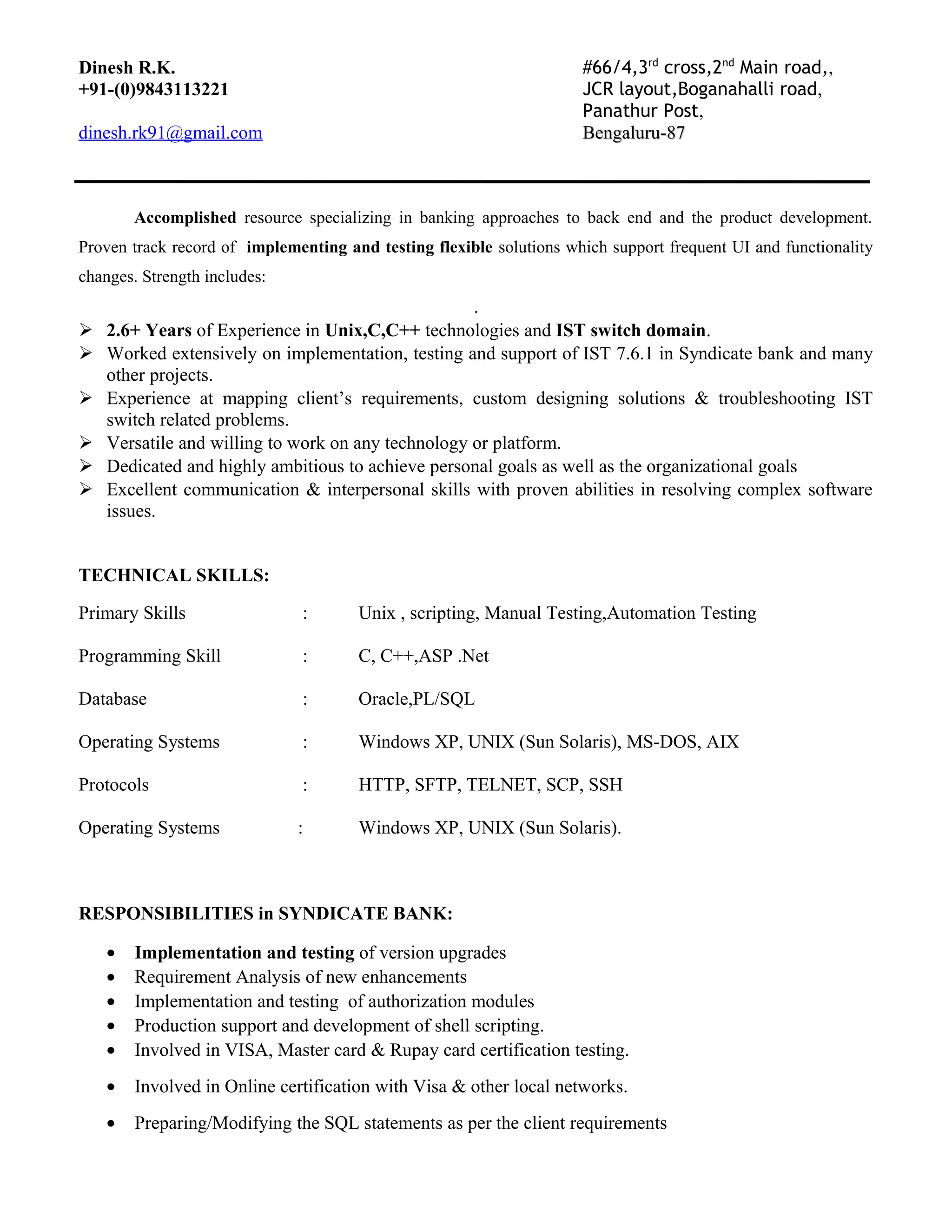 Dinesh_resume | DOC