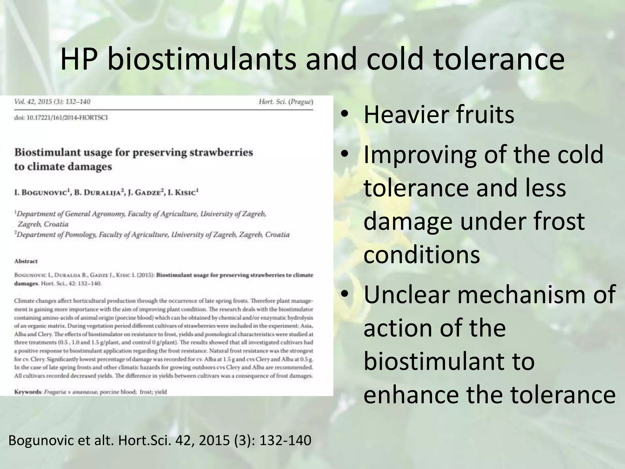 Use of biostimulants for a sustainable horticulture | PPTX