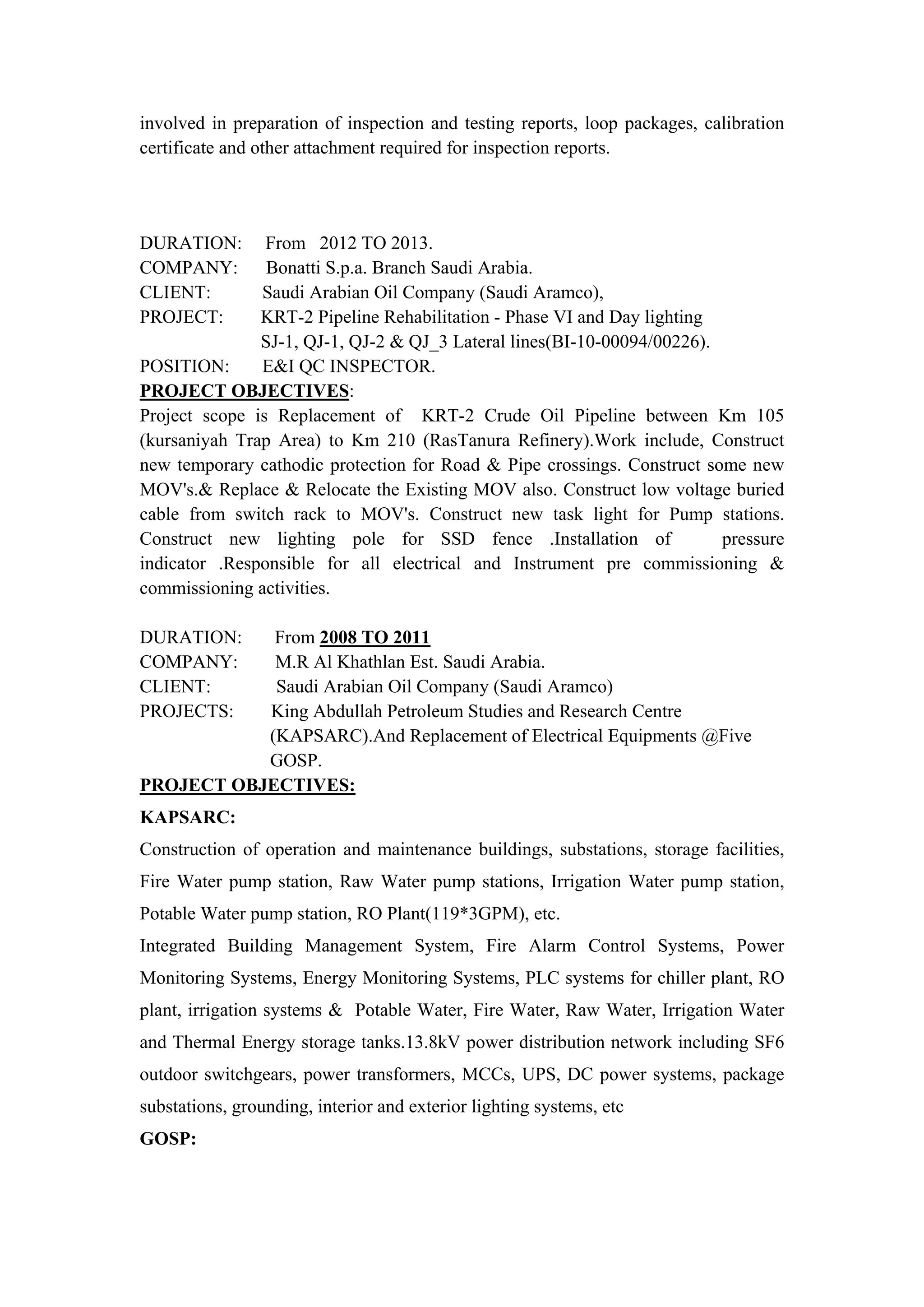 INSTRUMENTATION ENGINNER - QC INSPECTOR ARAMCO SAP 70013071 | PDF