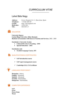 Lehel_CV_2016 | PDF | Business | Business and Finance