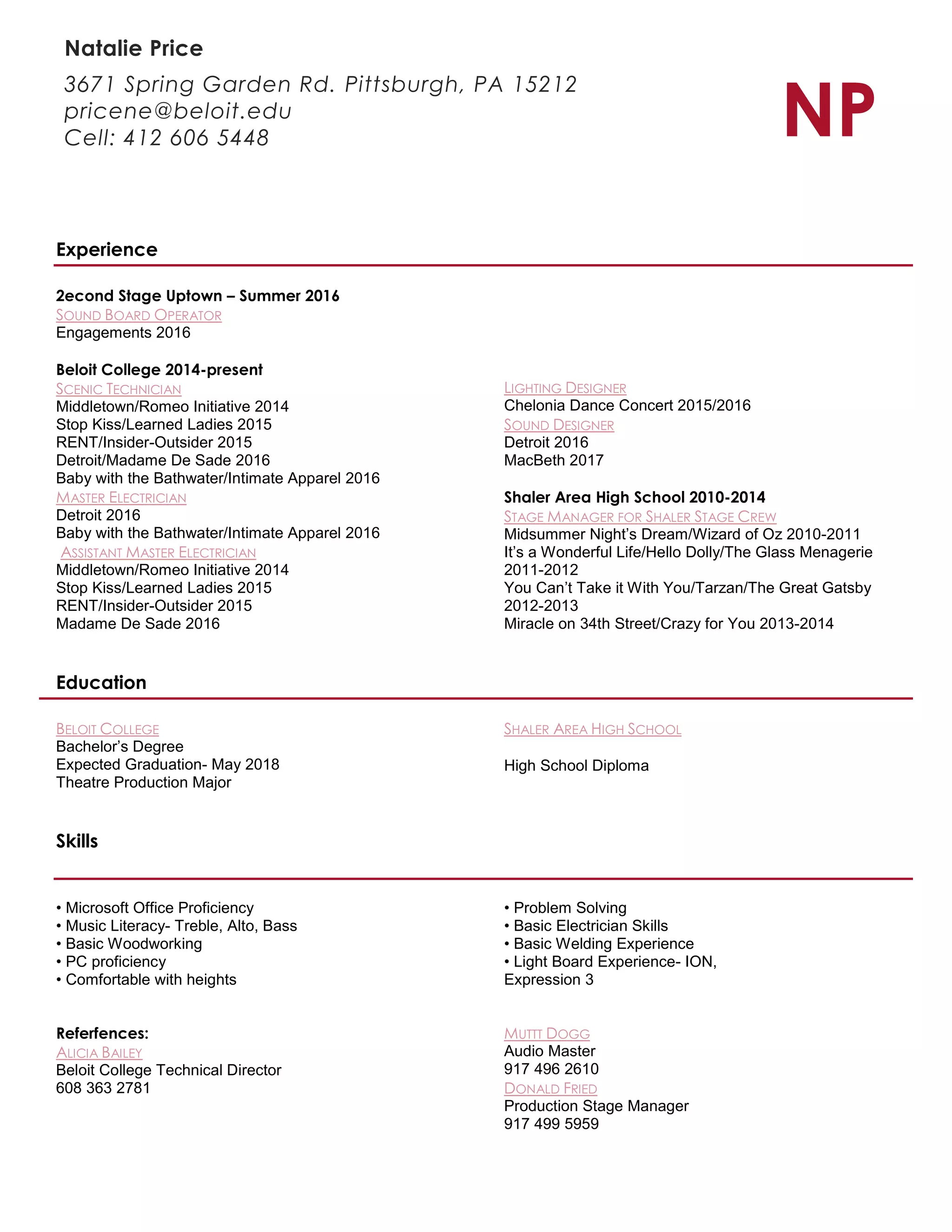 Nata Price Resume Feb17 | PDF