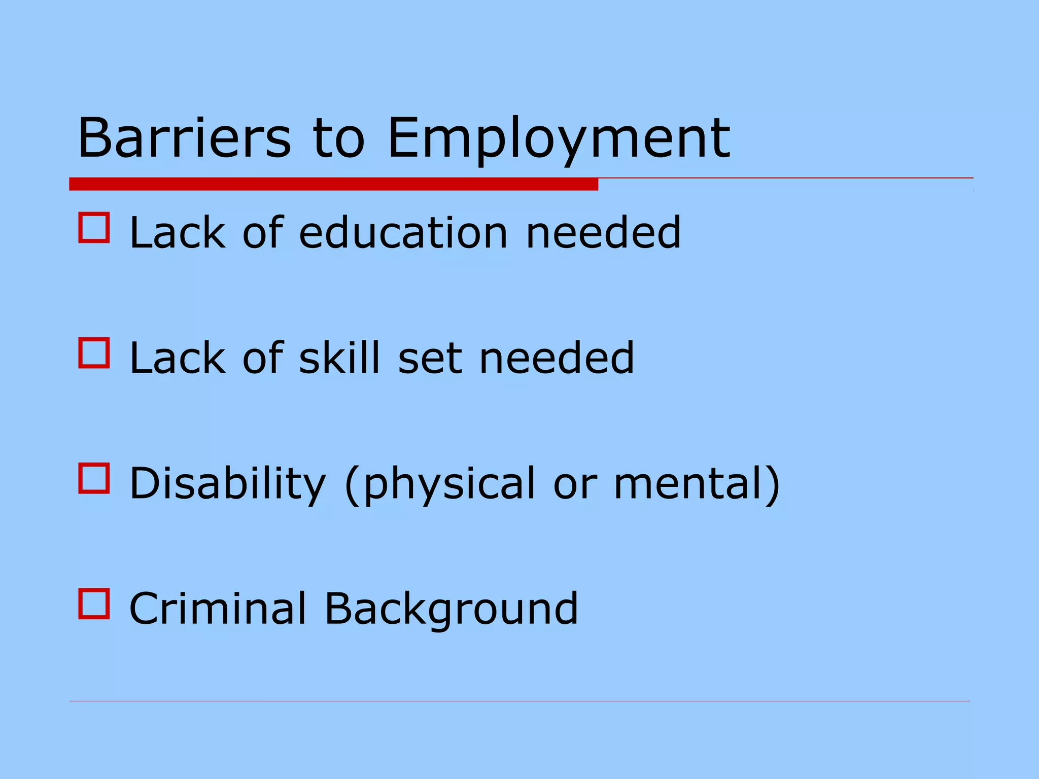 Barriers to Employment Workshop | PPT