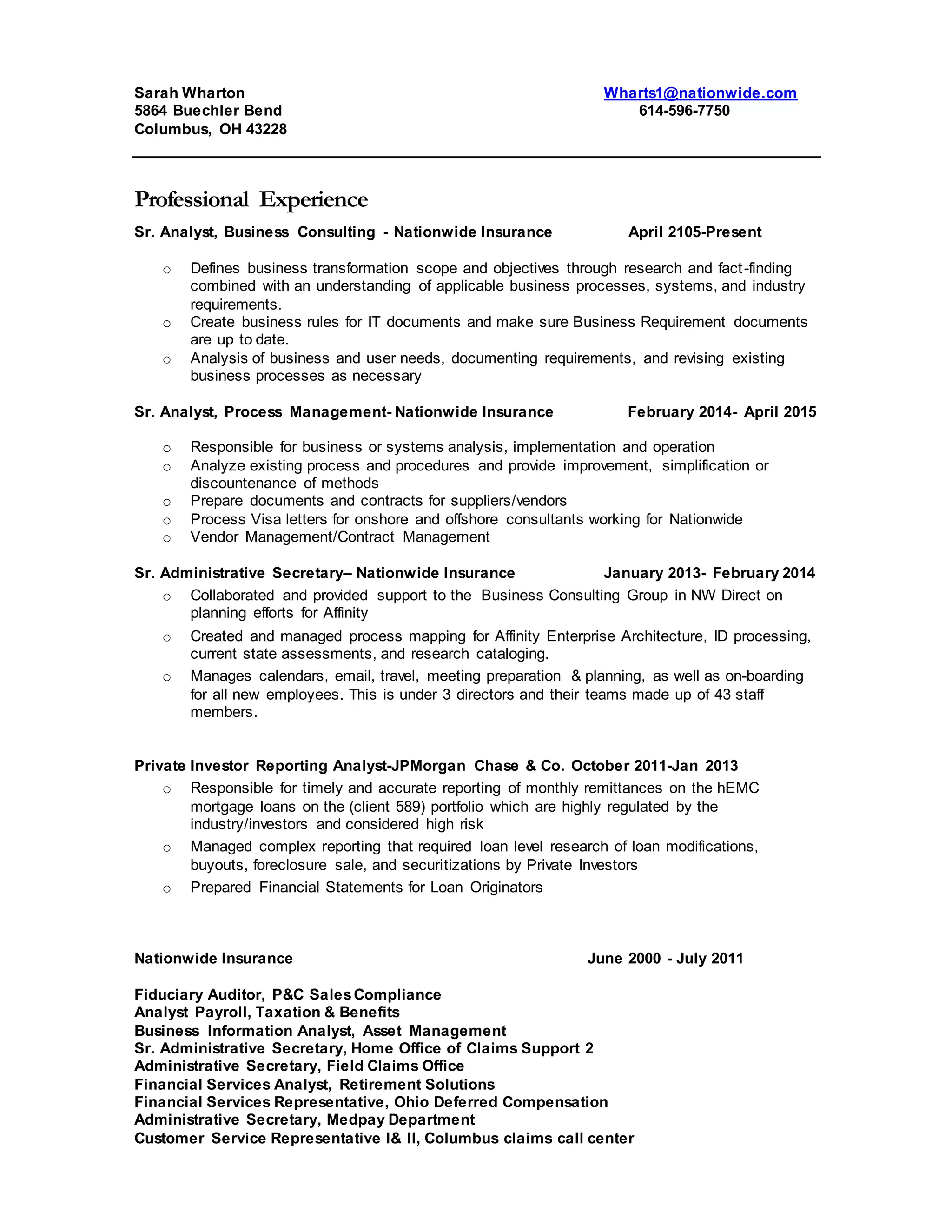 Sarah Whartons Resume Current | DOCX