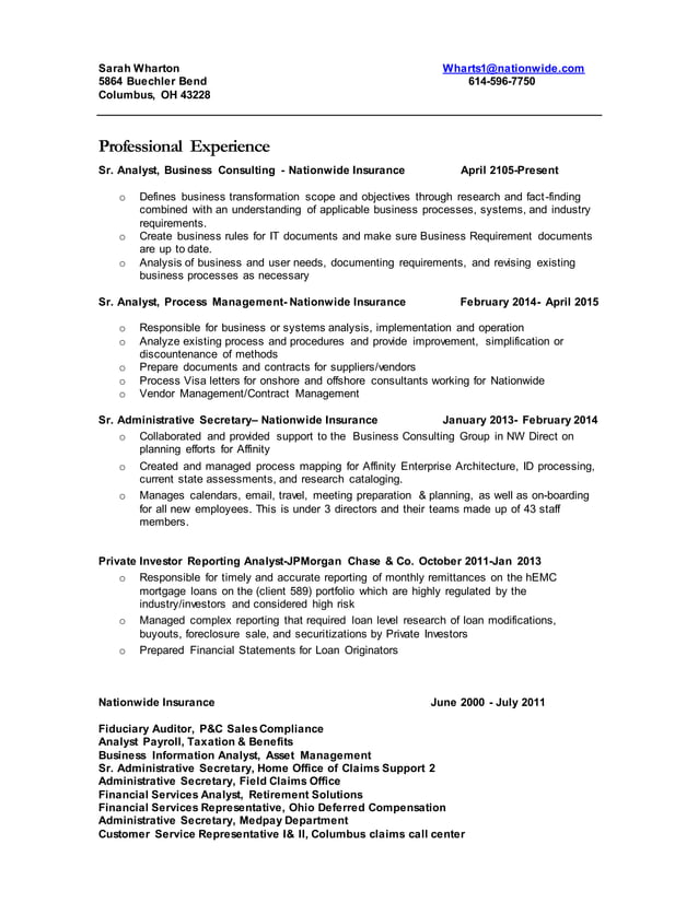 Sarah Whartons Resume Current | DOCX