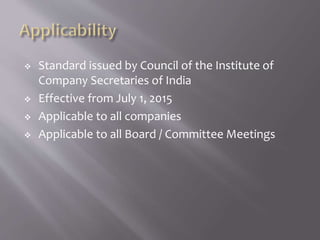 Secretarial Standard on Board meetings | PPT