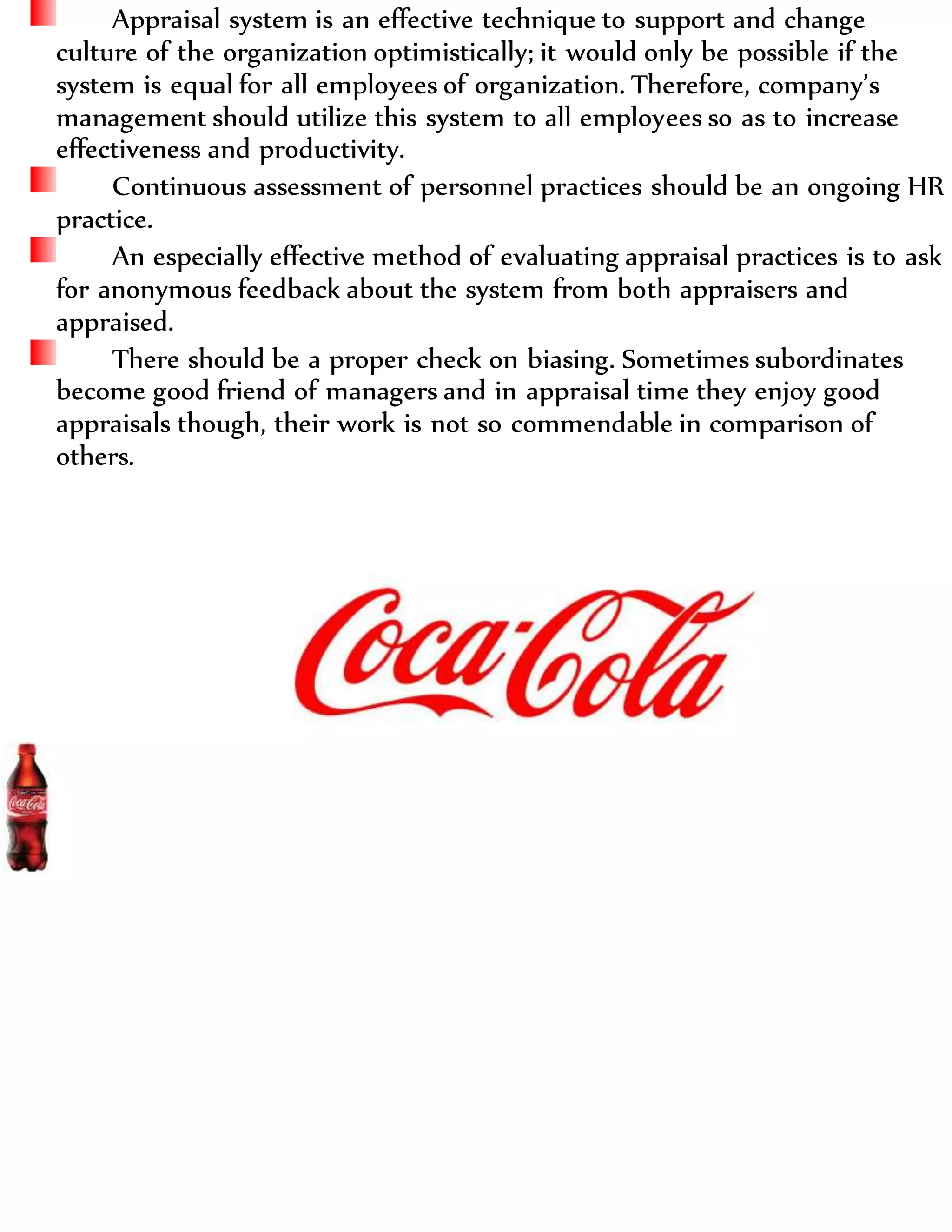 PERFORMANCE APPRAISAL OF COCA COLA EMPLOYEES | DOCX