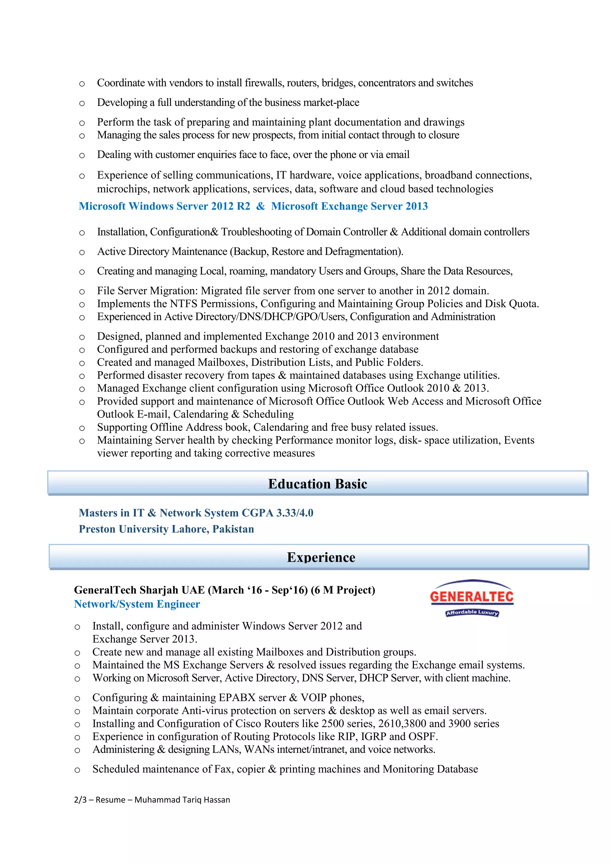 Tariq Hassan CV Uae | PDF