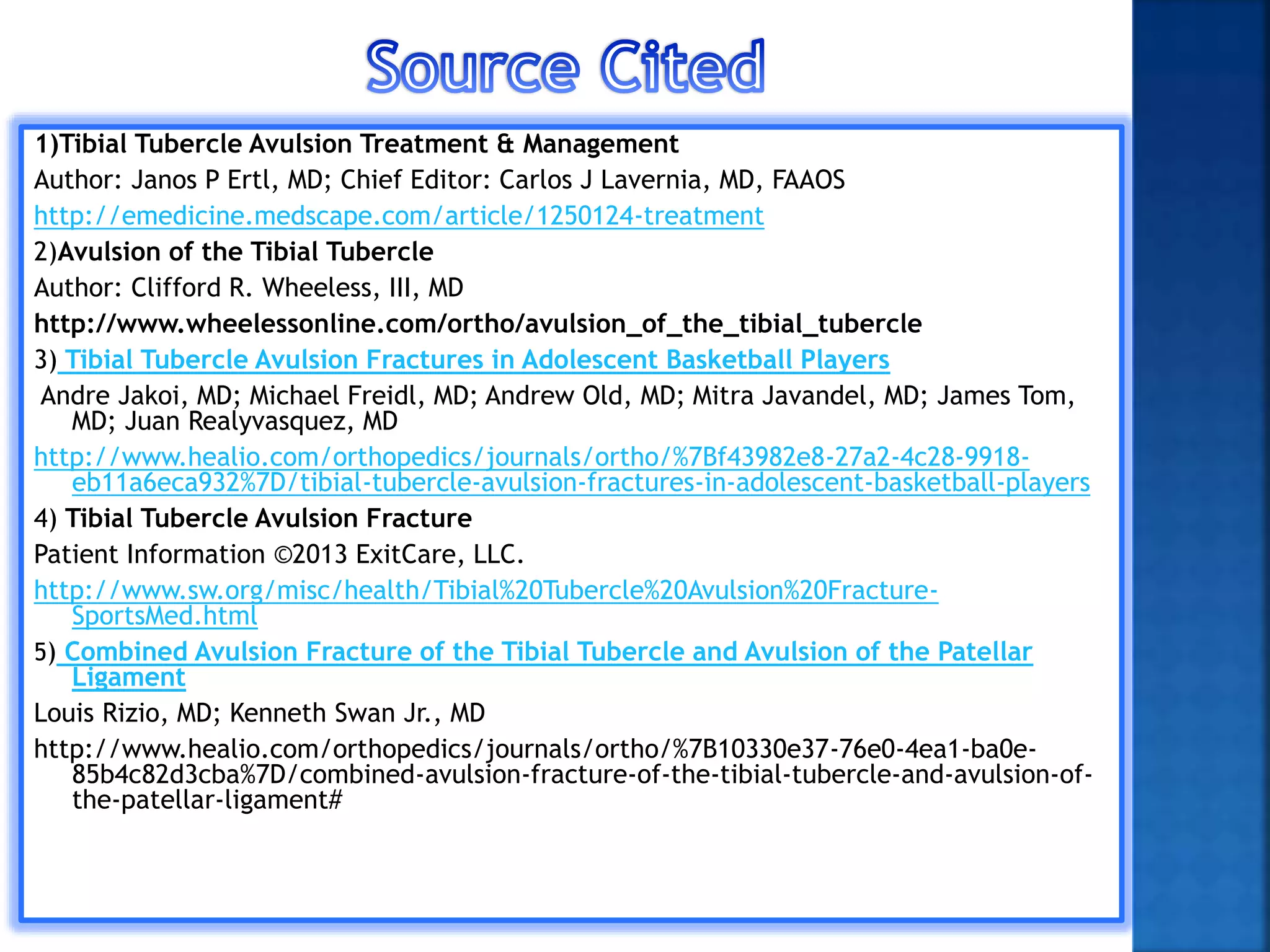 Tibial Tubercle Avulsion Fracture Powerpoint (1) | PPTX