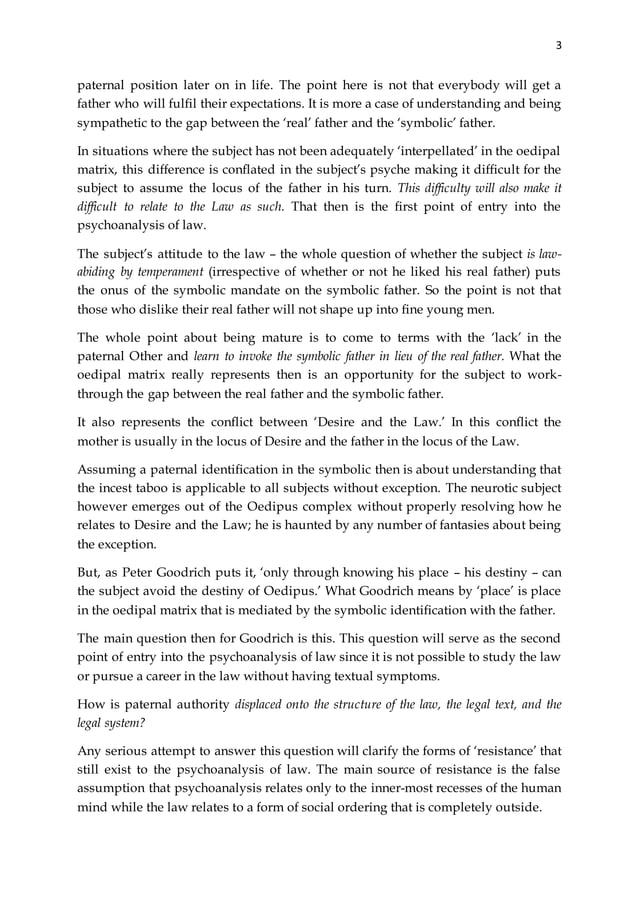 Peter Goodrich on the Psychoanalysis of Law | DOCX | Legal Services ...