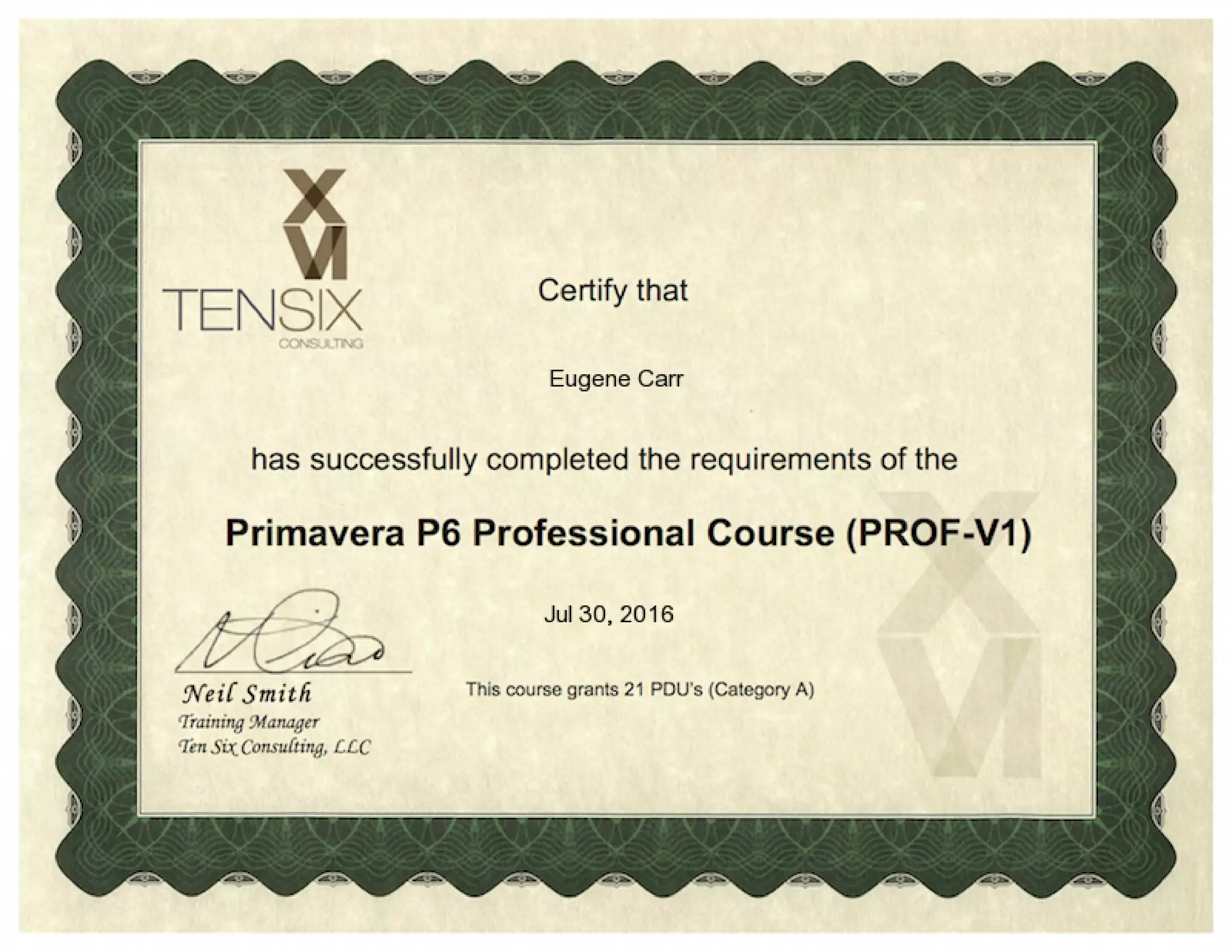 Primavera P6 Certificate | PPT