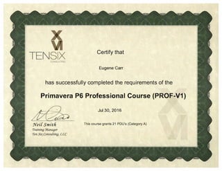 Primavera P6 Certificate | PPT