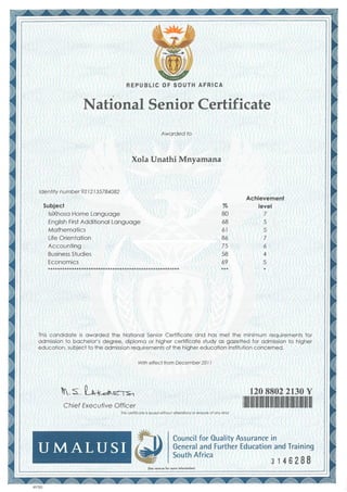 Matric Certificate | PDF