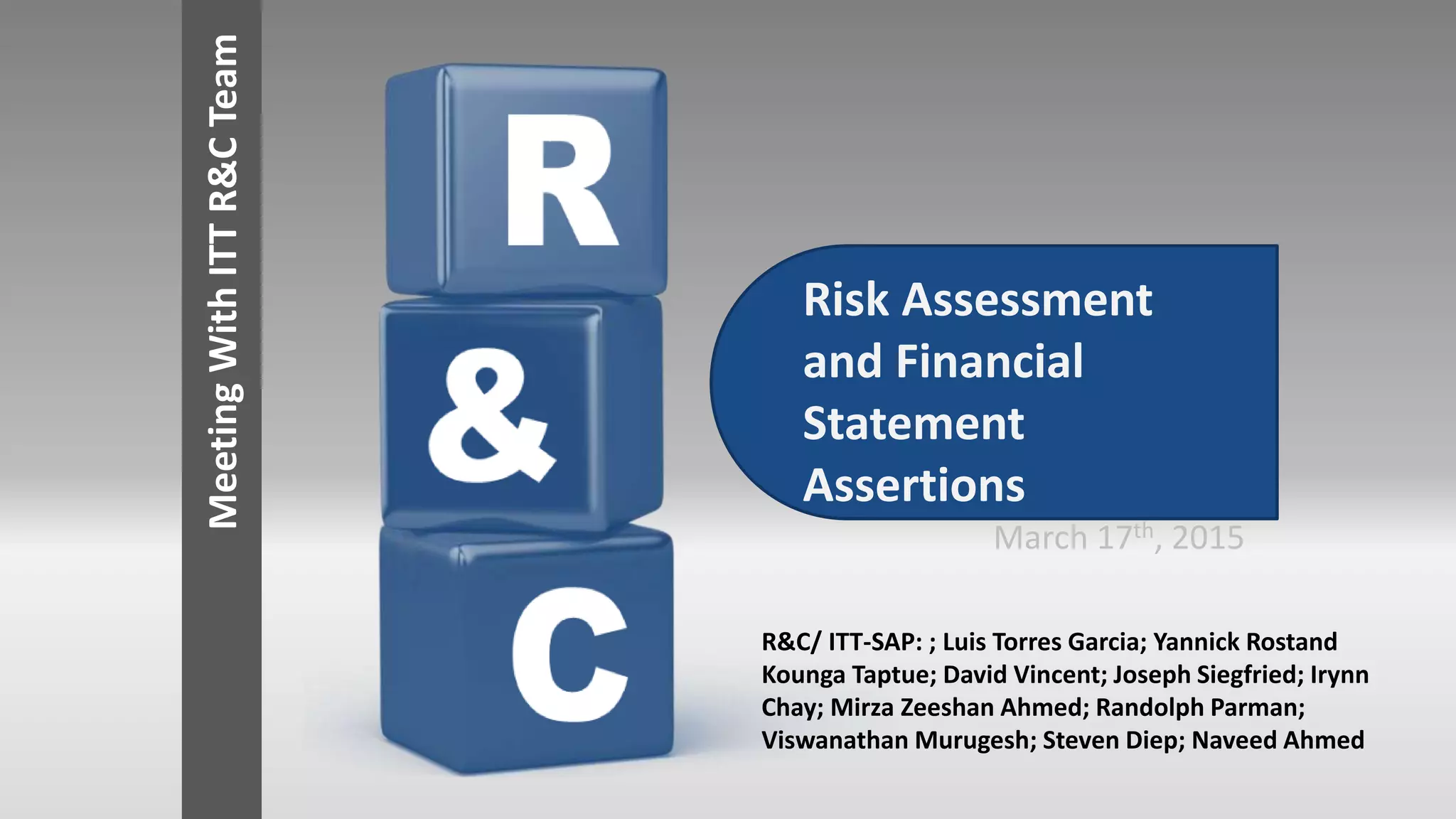 Risk Assessment and Financial Statement Assertions Overview v2 | PPTX
