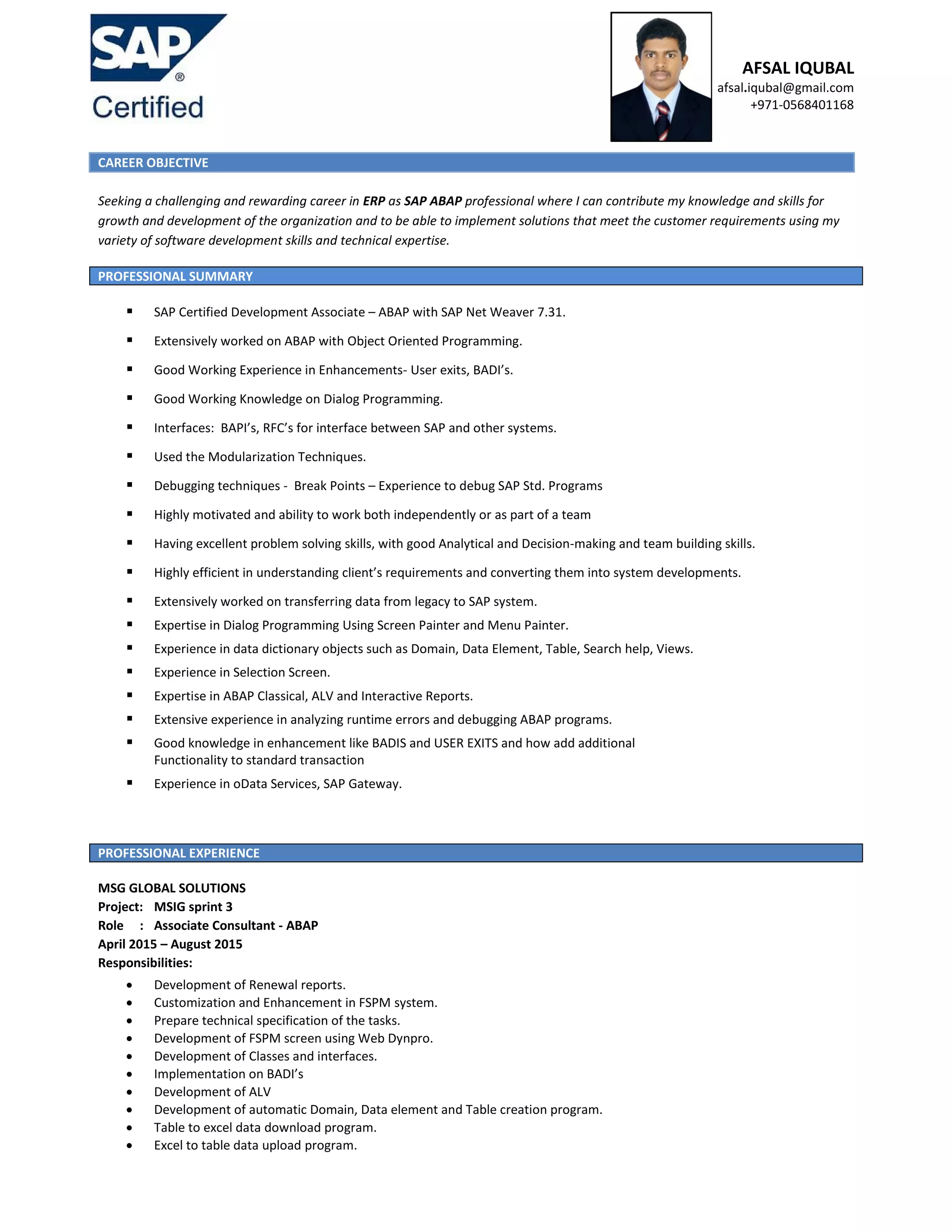 AFSAL IQUBAL - ABAP | PDF