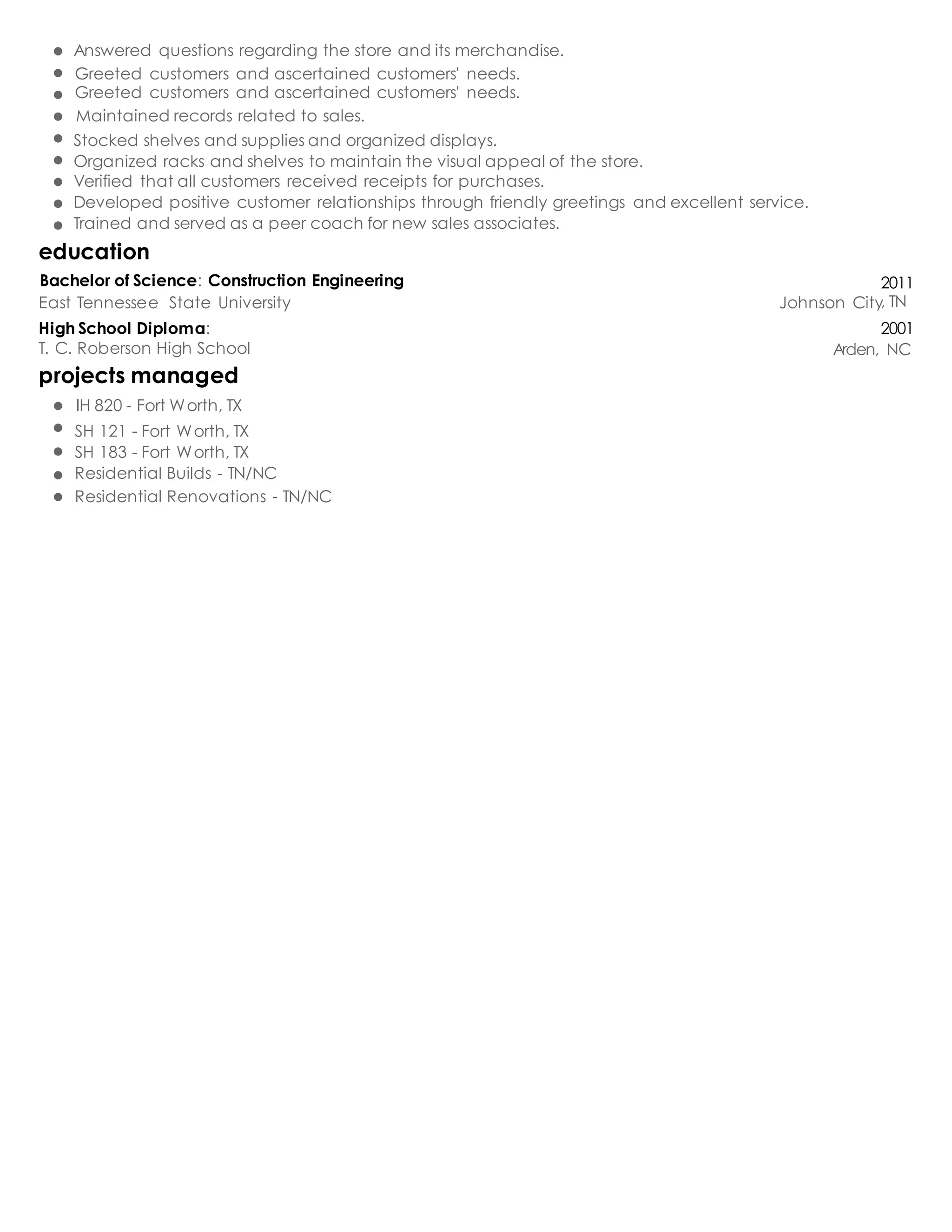 Specifications Resume | DOCX