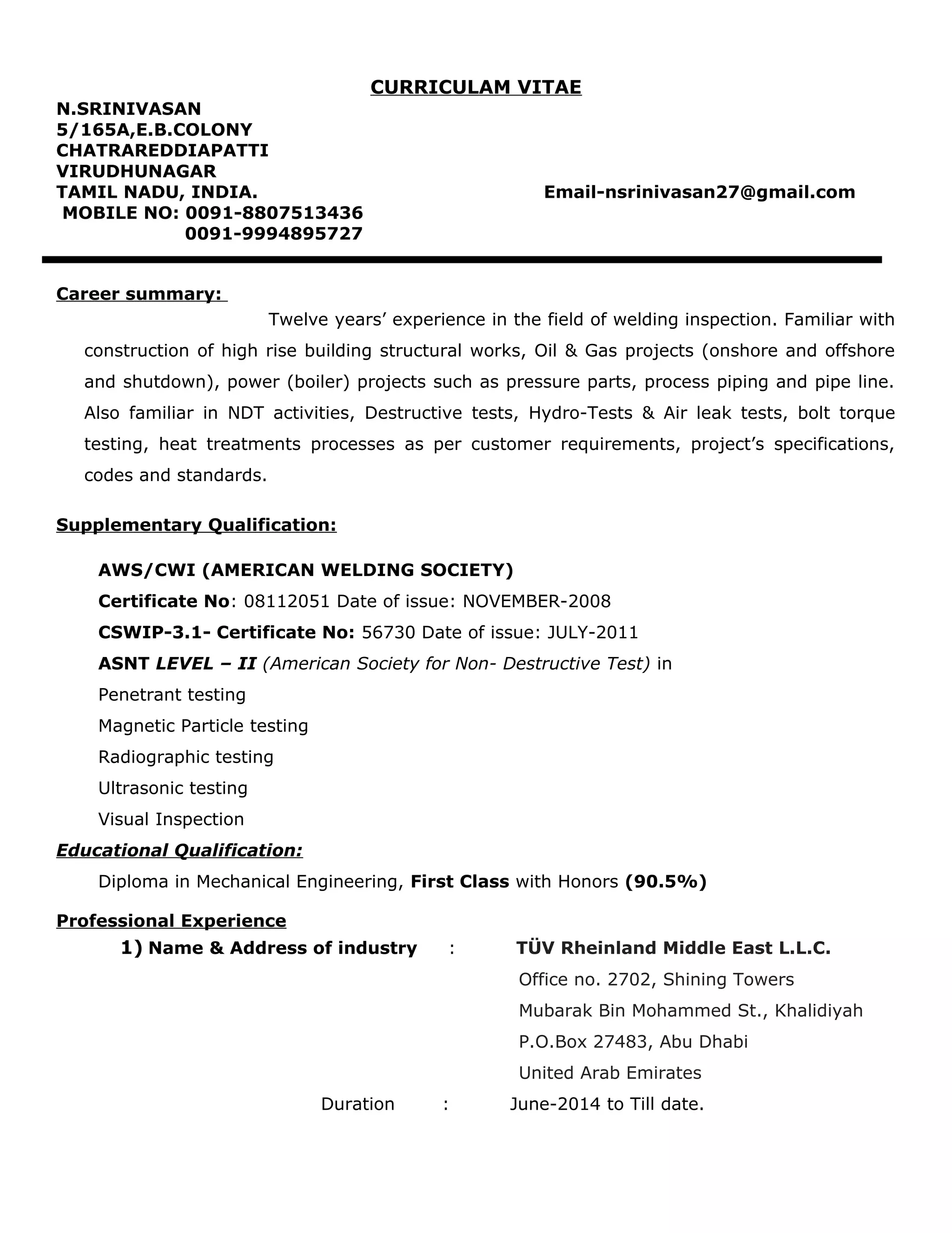 srini cv latest | PDF