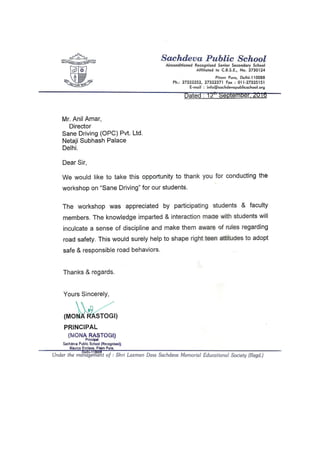 Letter From Principal | PDF