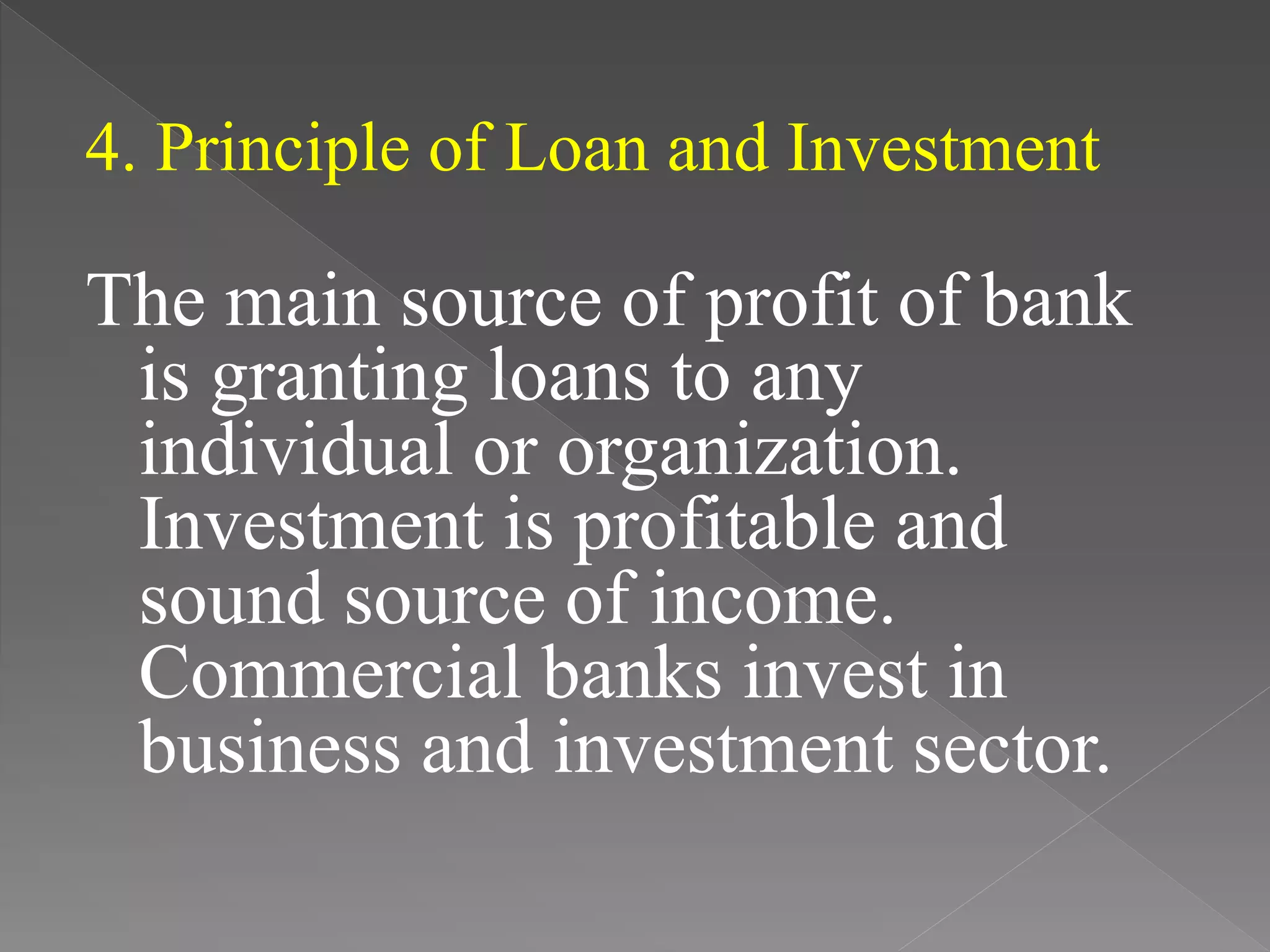 9 basic principles that commercial banks follow- Nelson | PPTX