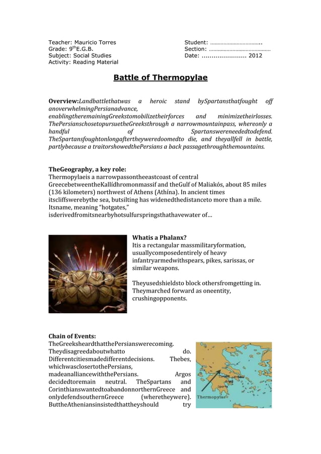 Battle of Thermopylae | PDF