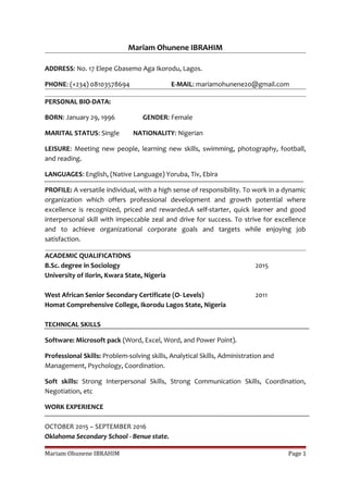 iBRAHIM mARIAM | DOC | Professional School | Postgraduate Education