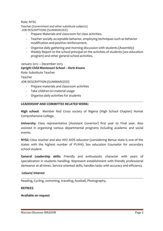 iBRAHIM mARIAM | DOC | Professional School | Postgraduate Education