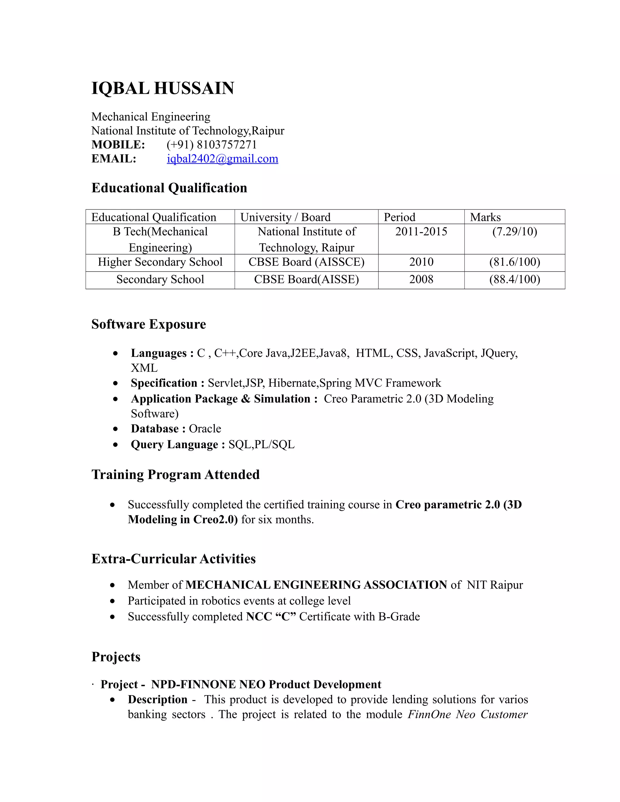 IQBAL HUSSAIN_Resume | RTF