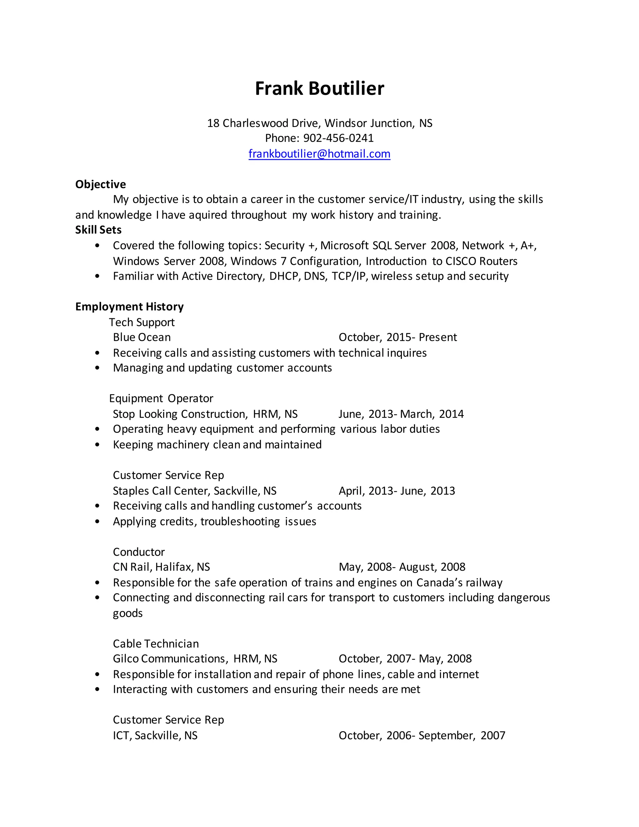 Frank's Resume | DOCX