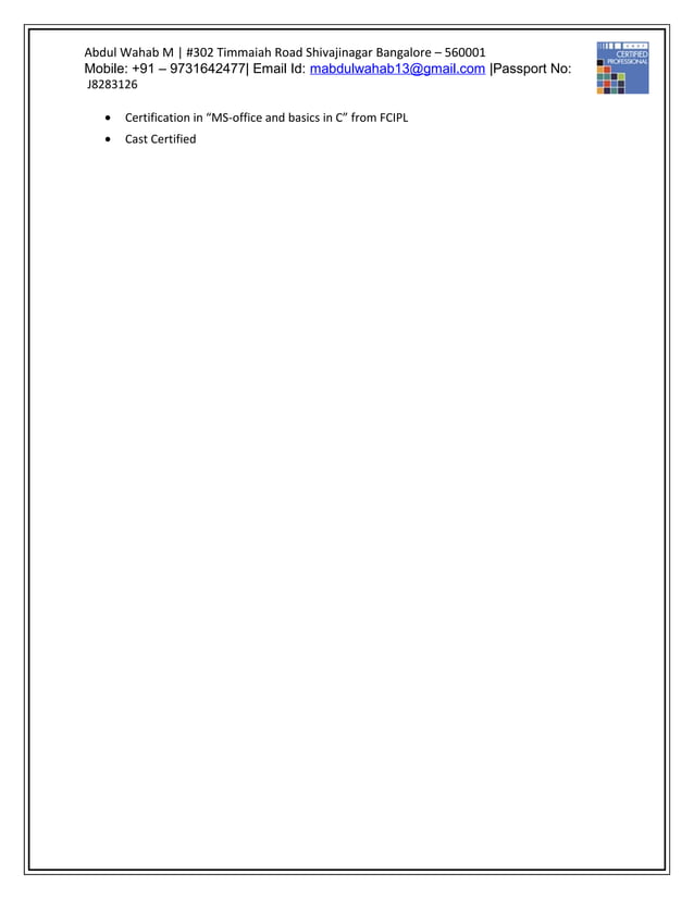 Abdul Wahab | DOC | Computer Software and Applications | Computing