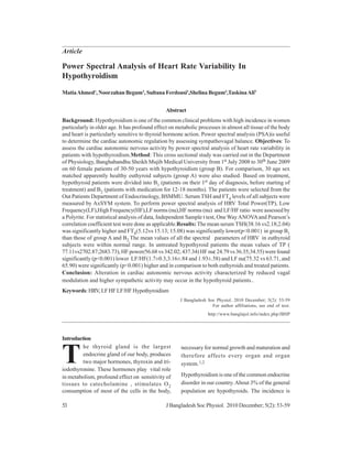 Power Spectral Analysis of Heart Rate Variability In Hypothyroidism | PDF