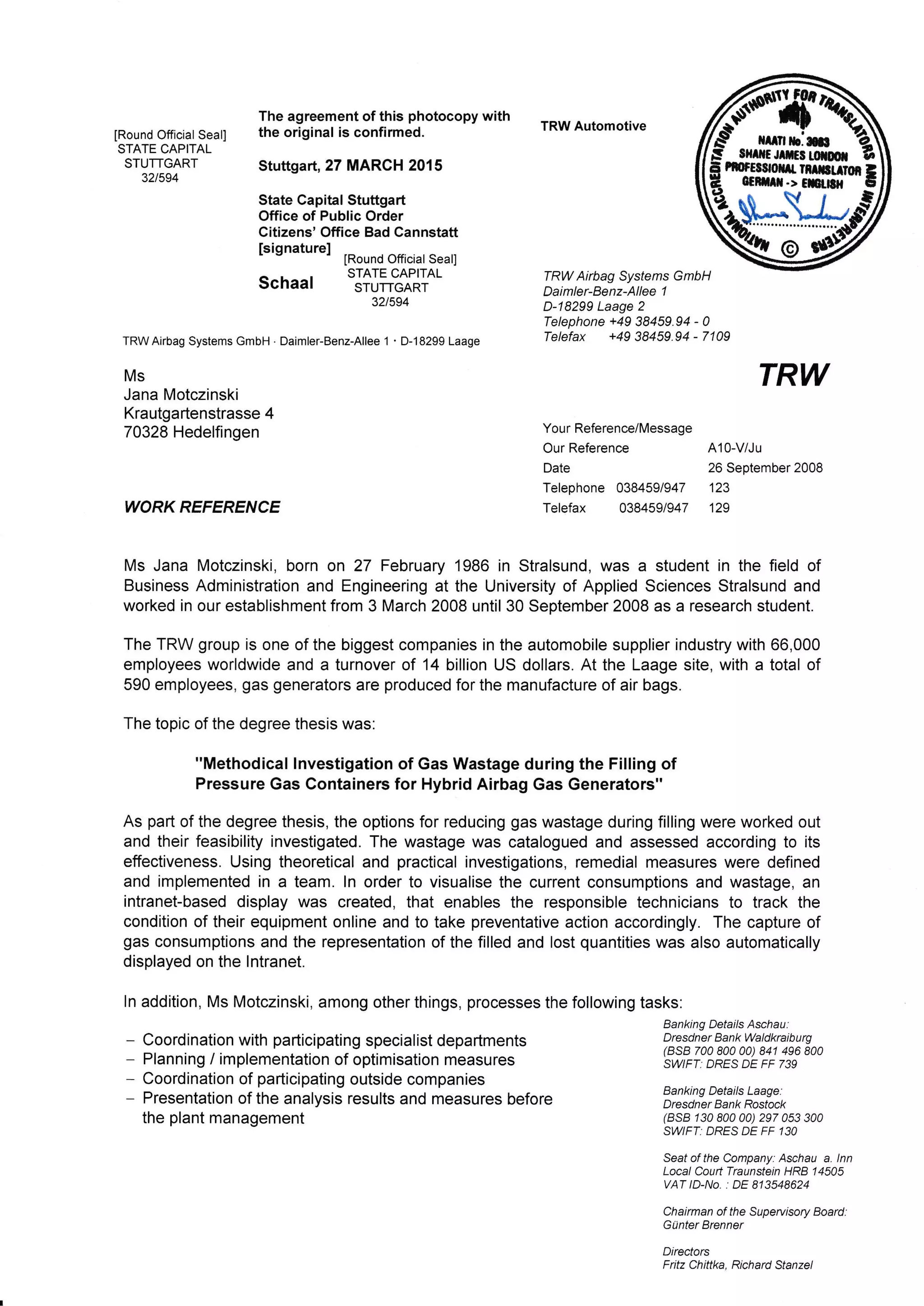 work reference TRW | PDF