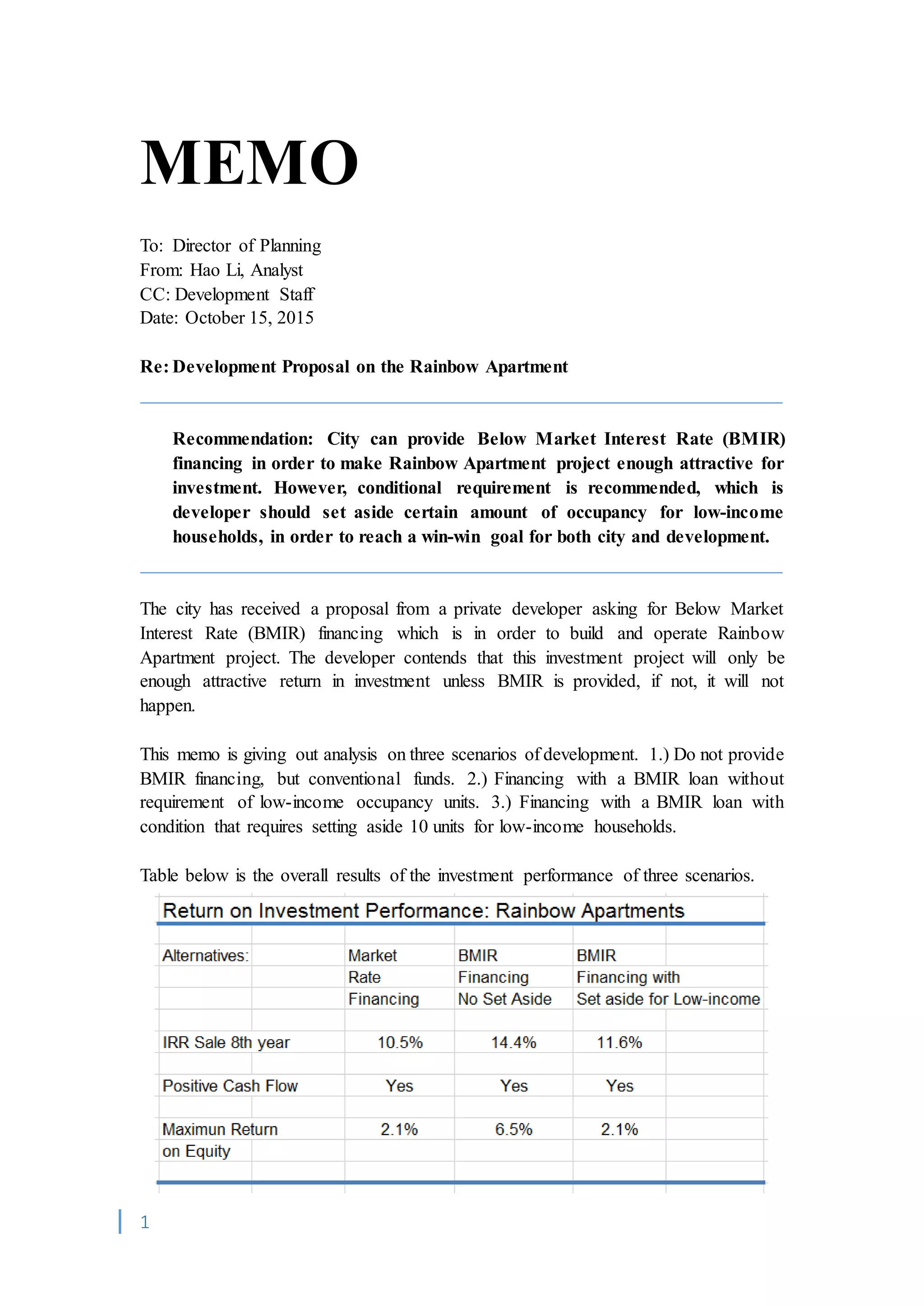 #4 Return on Investment MEMO | DOCX