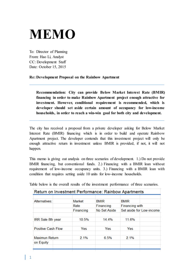 #4 Return on Investment MEMO | DOCX | Personal Investing | Personal Finance
