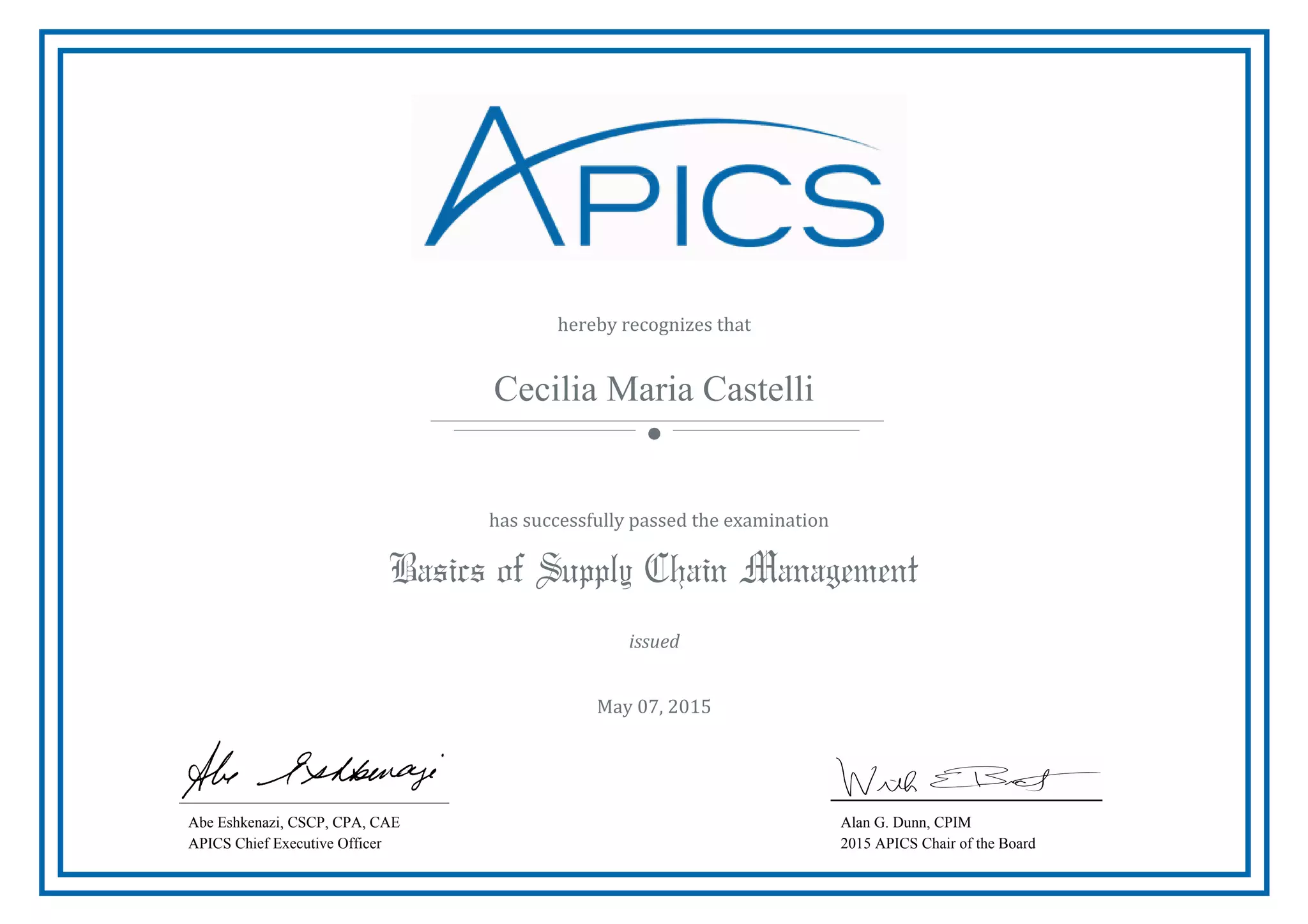APICS_BSC_Original_Certificate_A4 | PDF