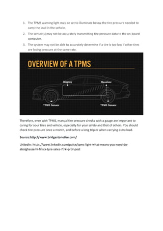 TPMS LIGHT ON WHAT IT MEANS & WHAT YOU NEED TO DO | PDF